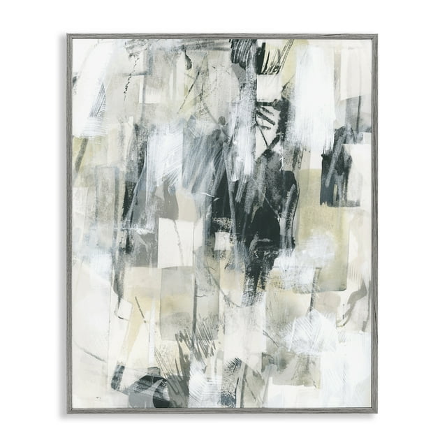 Stupell Industries Grey Layered Restless Shapes Abstract Painting Gray ...