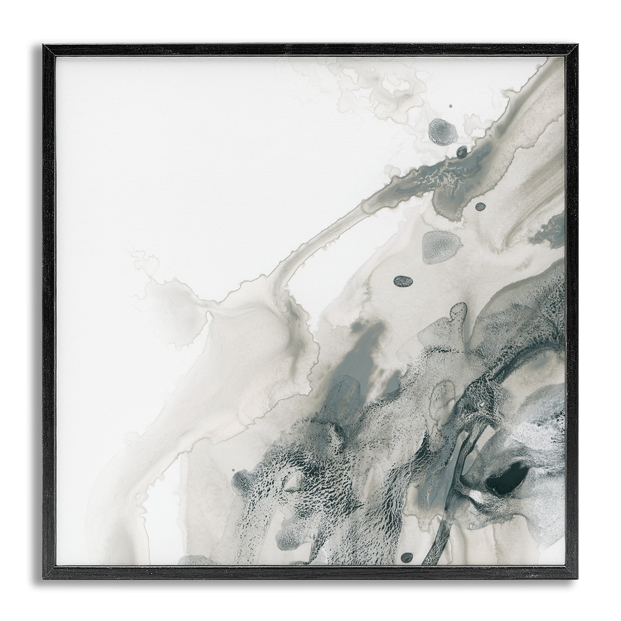 Stupell Industries Grey Splash on White Abstract Painting Gray Framed ...
