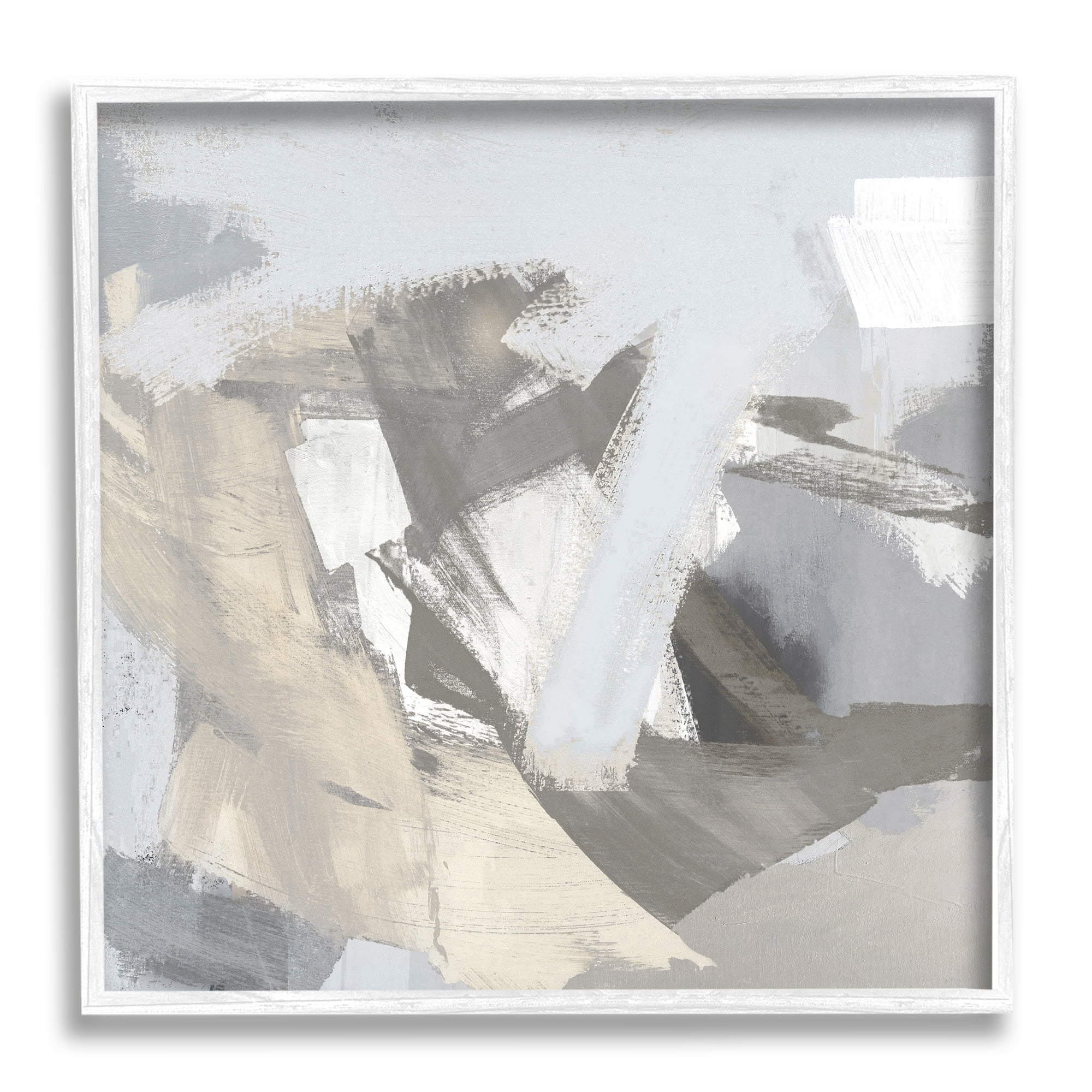Stupell Industries Grey Subtle Painting Abstract Painting White Framed ...