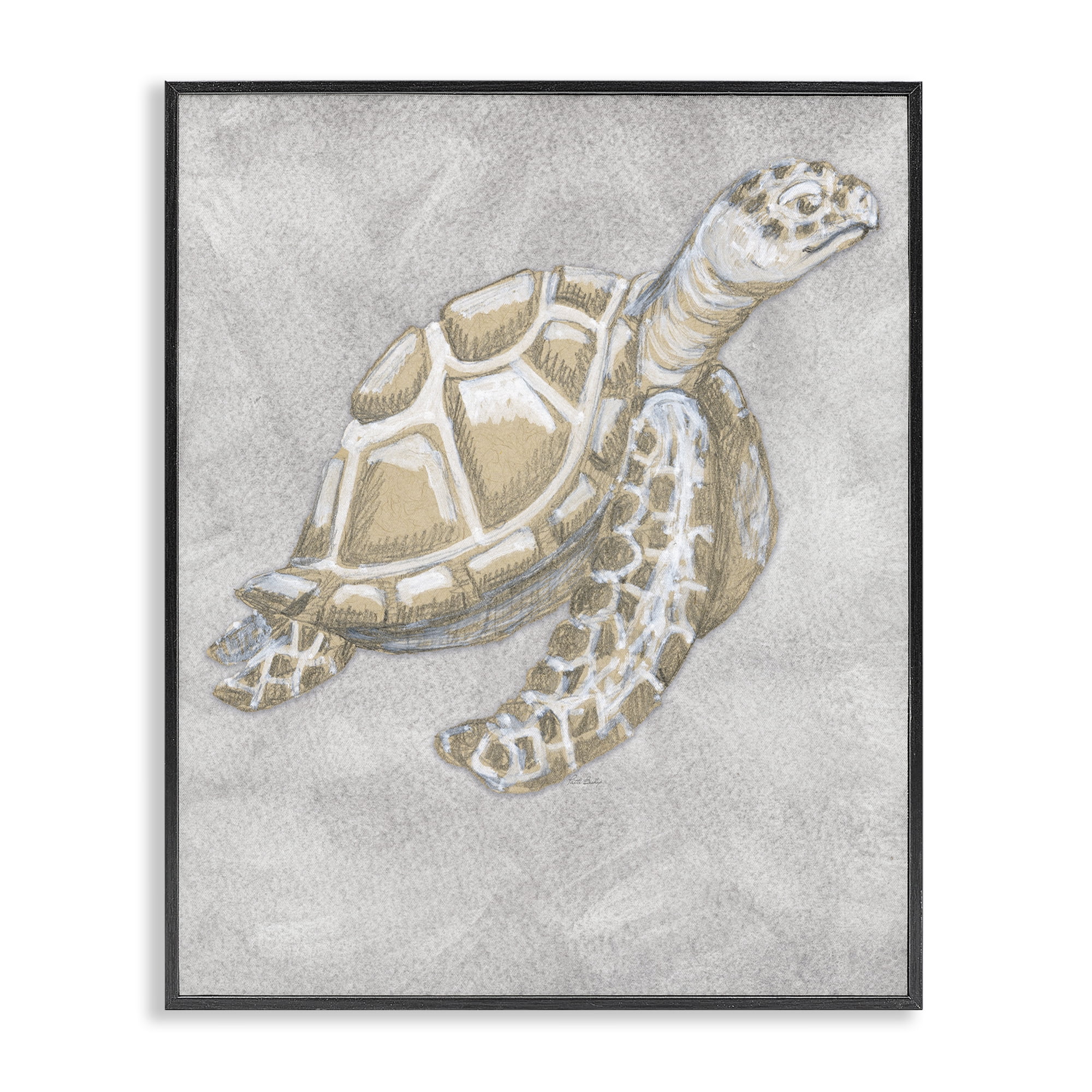 Stupell Industries Grey Turtle Drawing Black Framed Giclee Art design ...