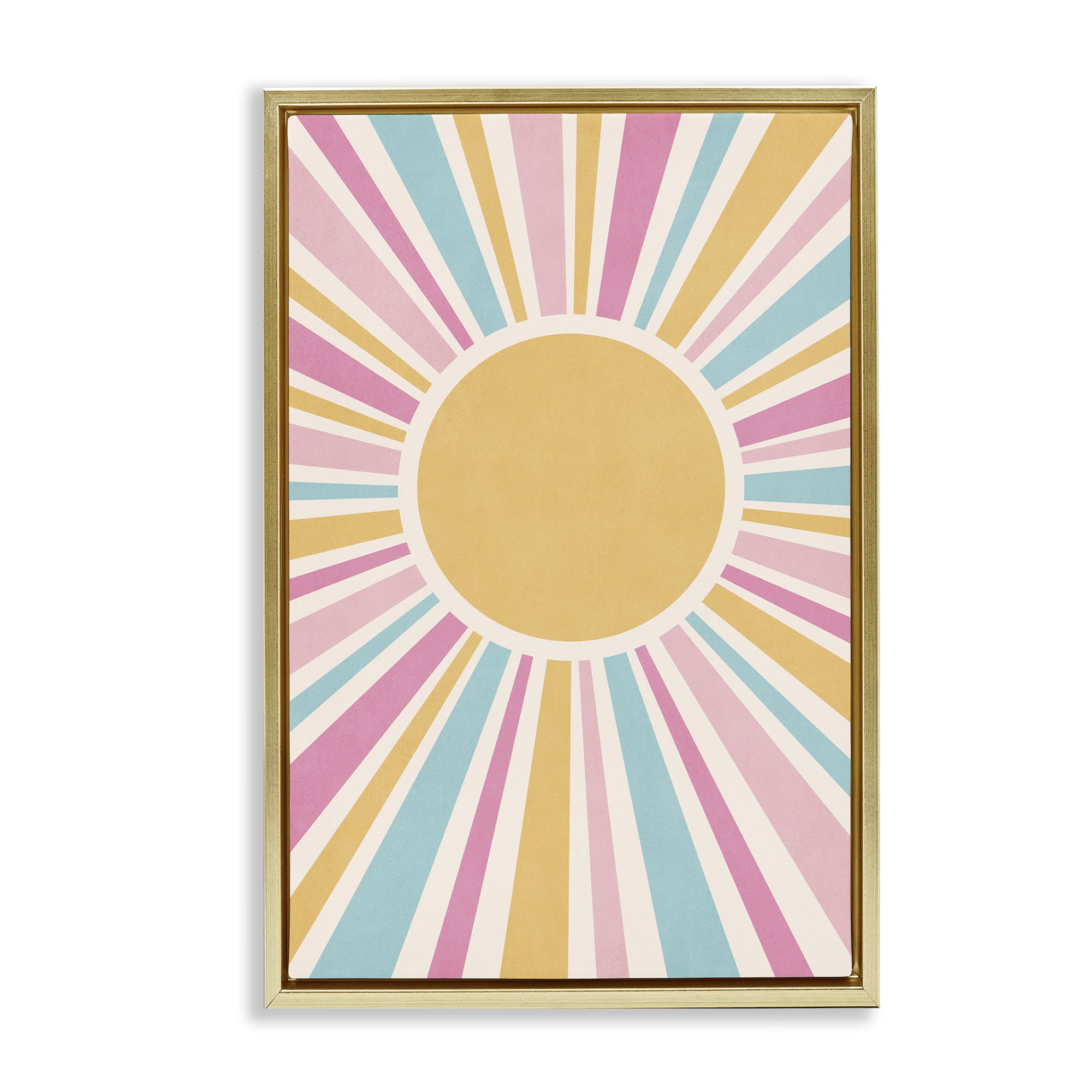 Stupell Industries Groovy Pastel Sun Rays Abstract Painting Gold ...
