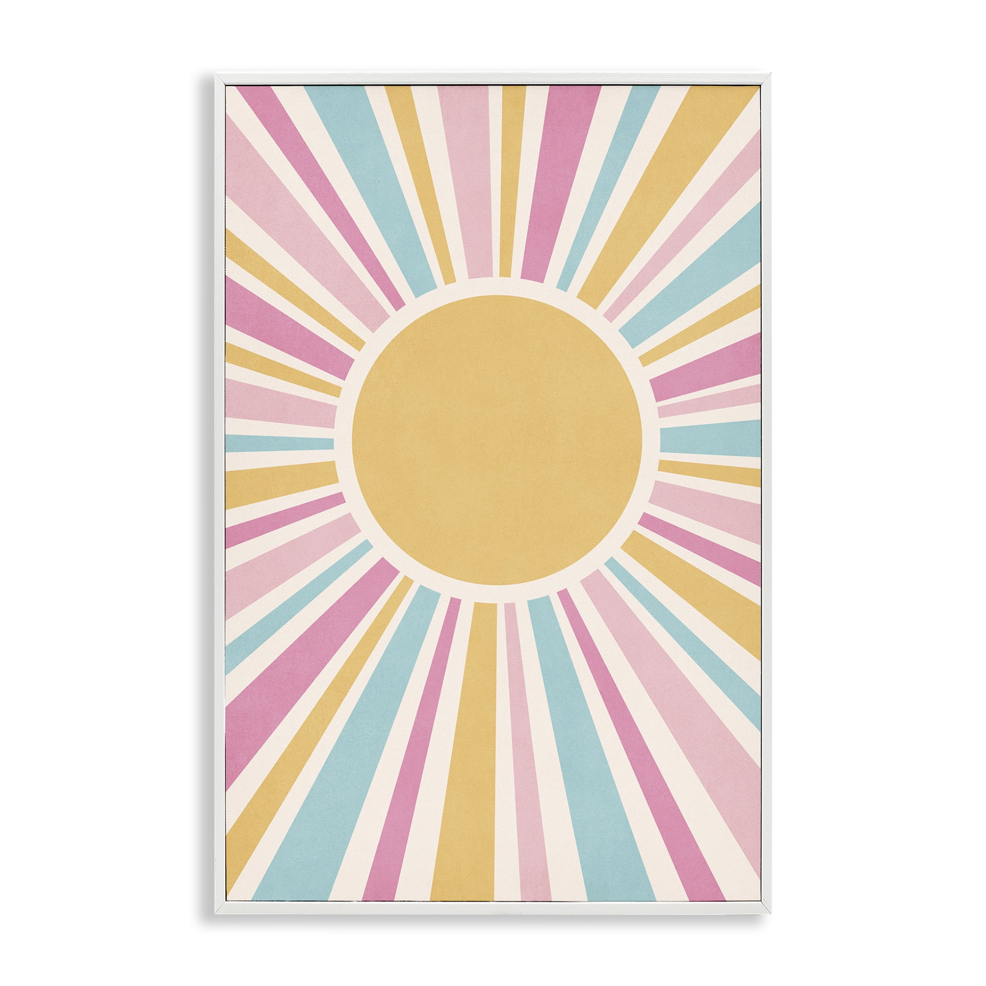 Stupell Industries Groovy Pastel Sun Rays Abstract Painting White ...