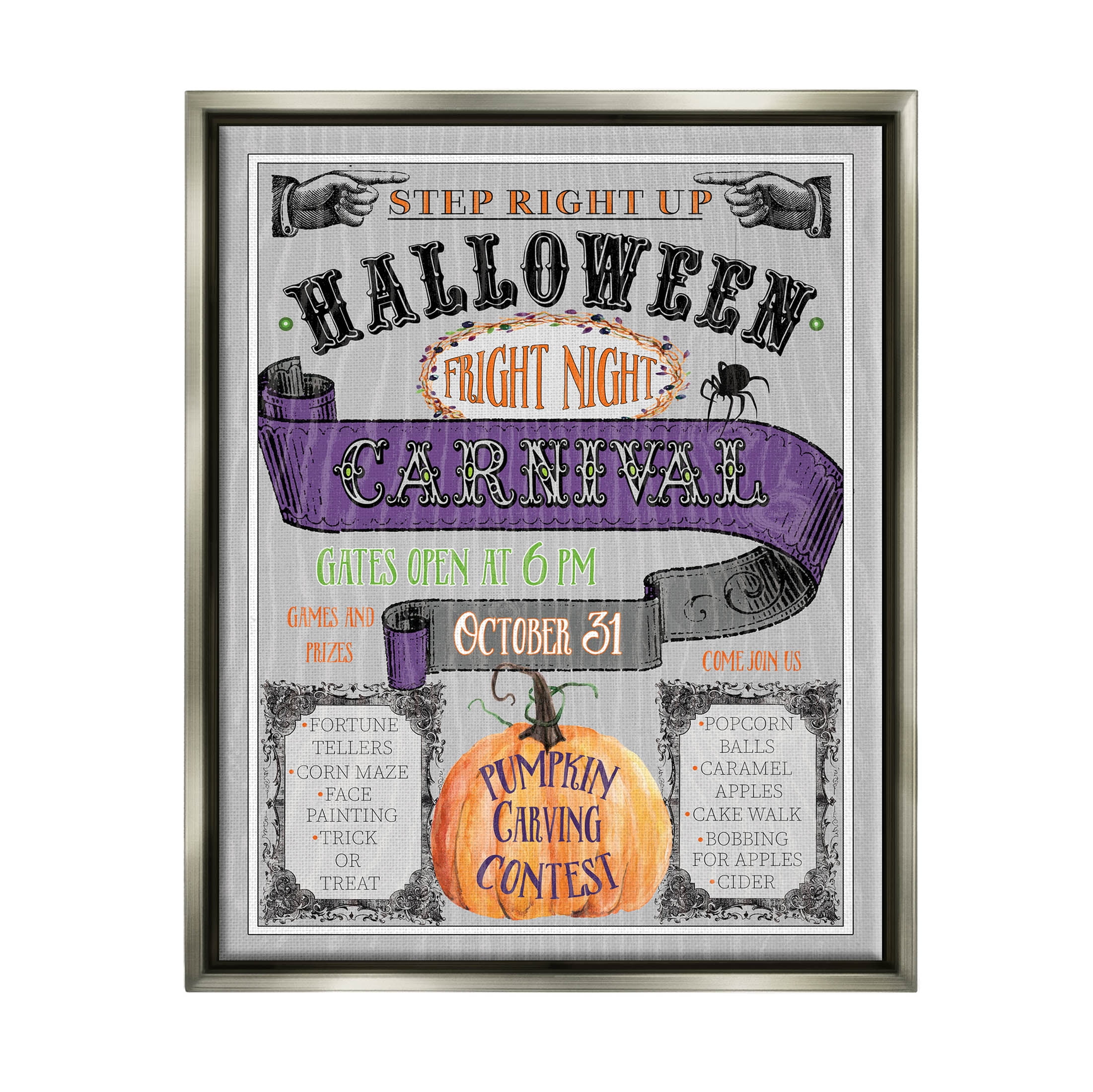 Stupell Industries Halloween Fright Night Carnival Sign Graphic Art ...