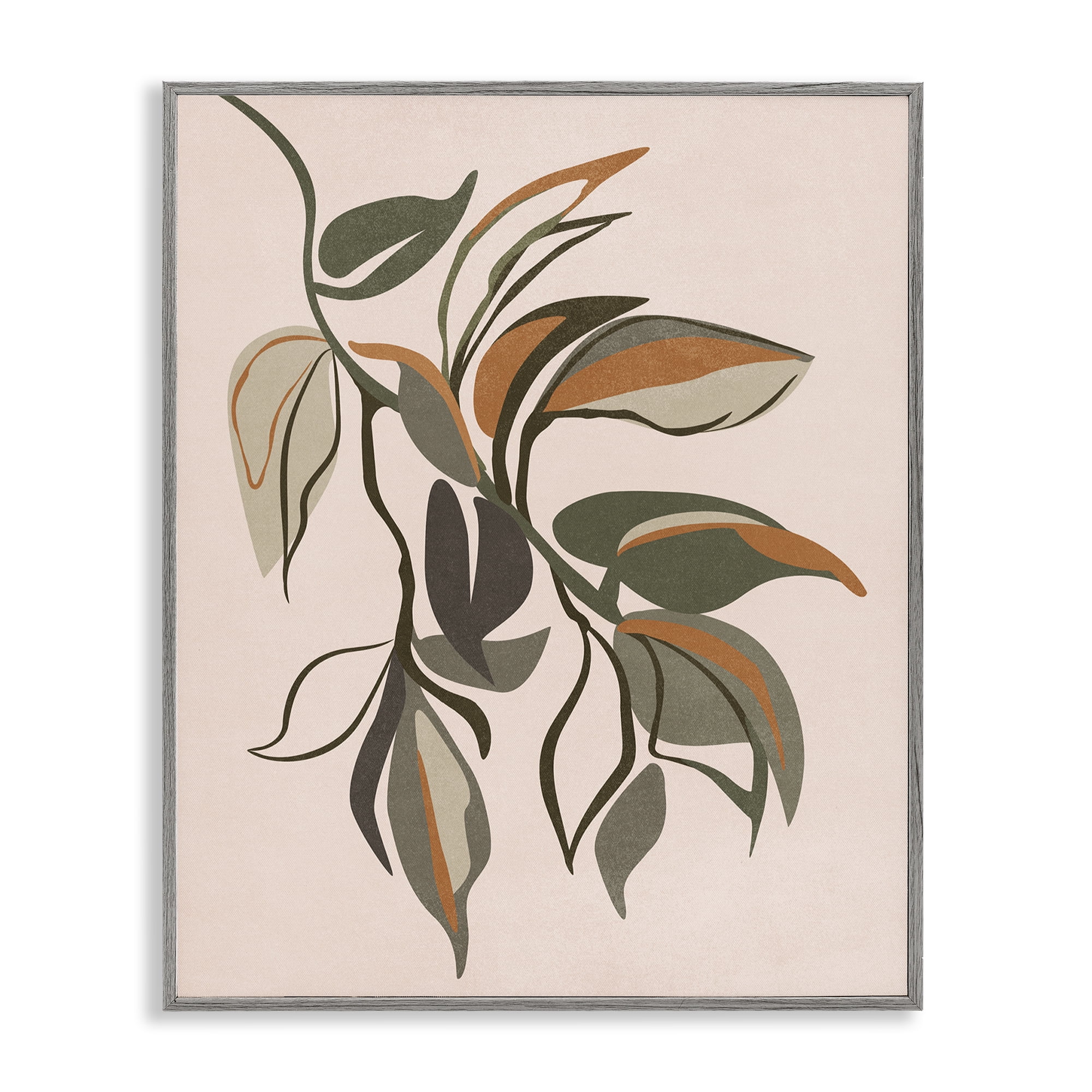 Stupell Industries Hanging Botanical Ivy Plants & Flowers Painting Gray ...