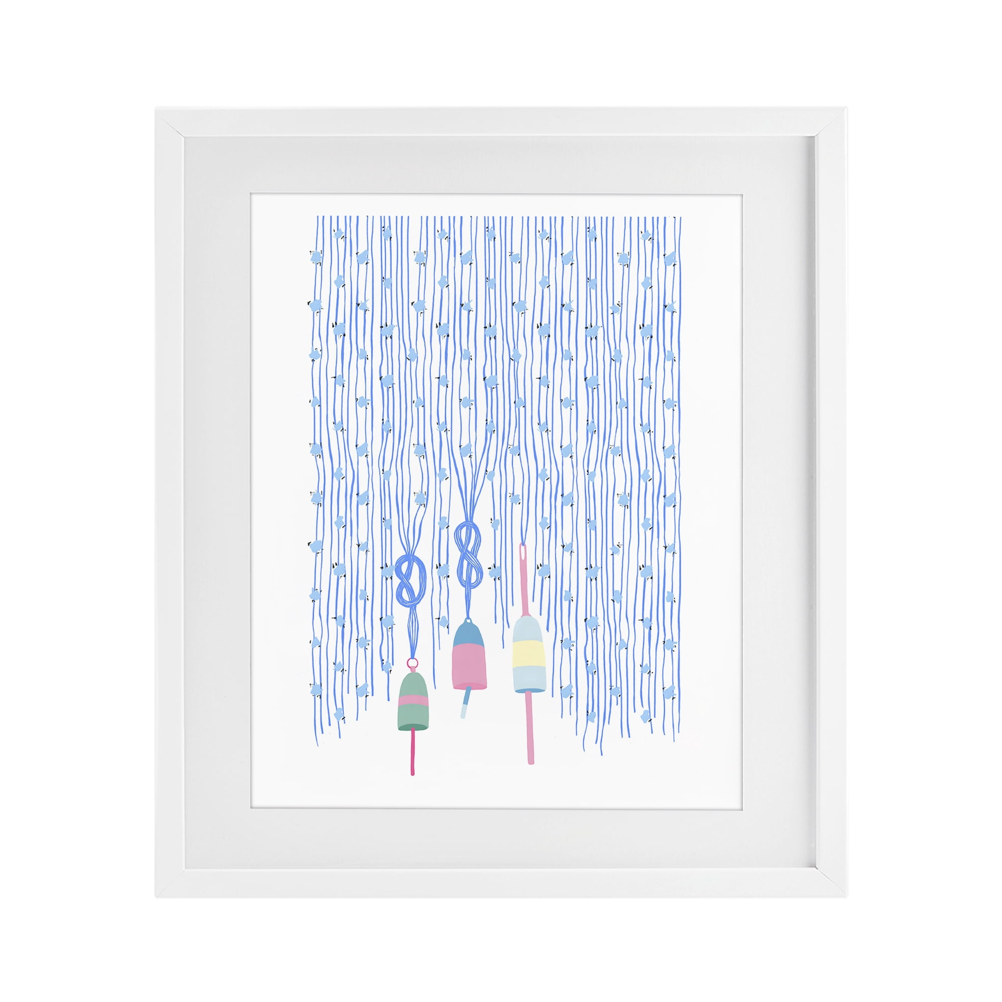 Stupell Industries Hanging Buoys on Ropes White Framed Print Under ...
