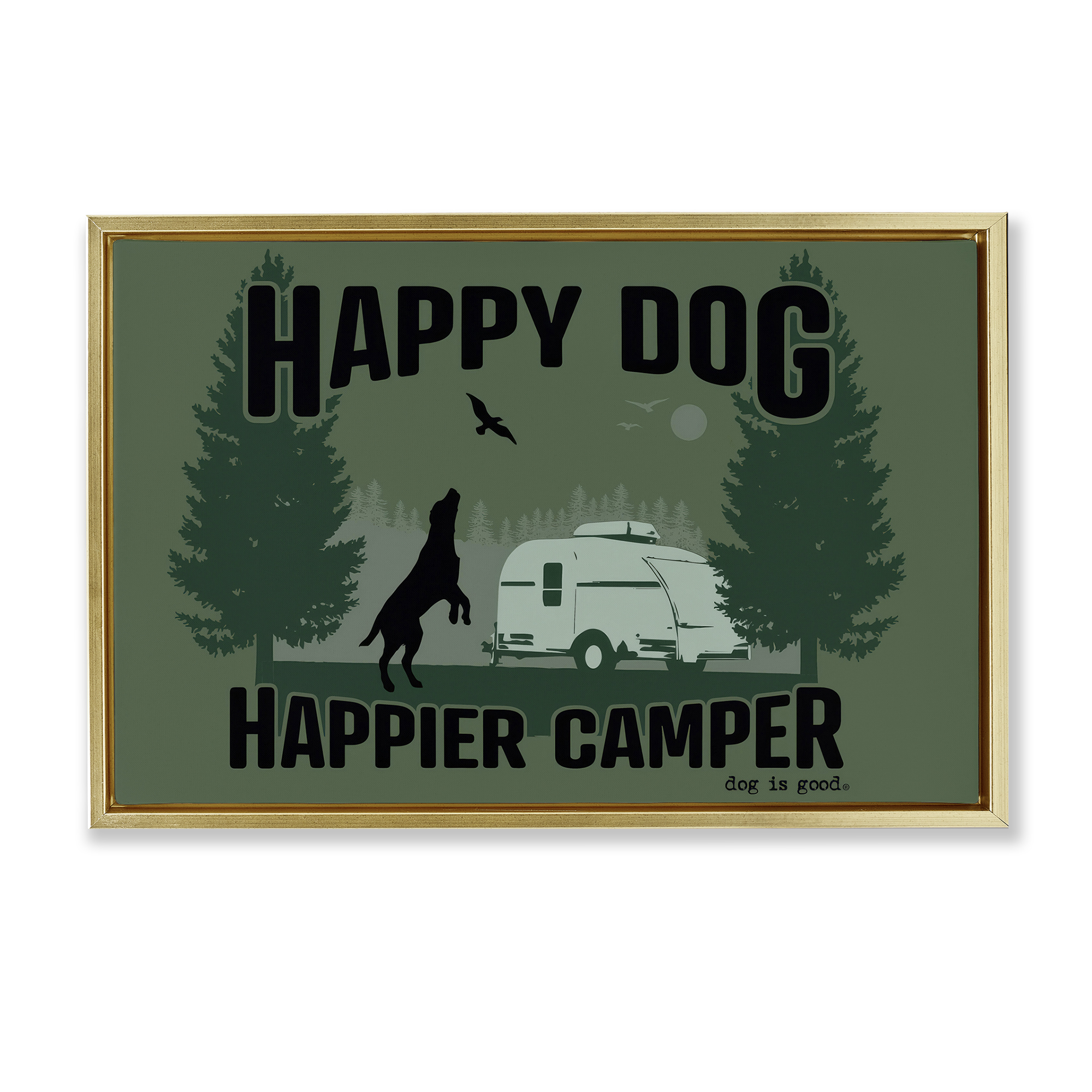 Stupell Industries Happier Camper with Dog Animals Painting Gold ...