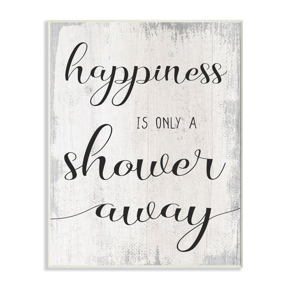 Stupell Industries Happiness is a Shower Away Rustic Bathroom Sign ...