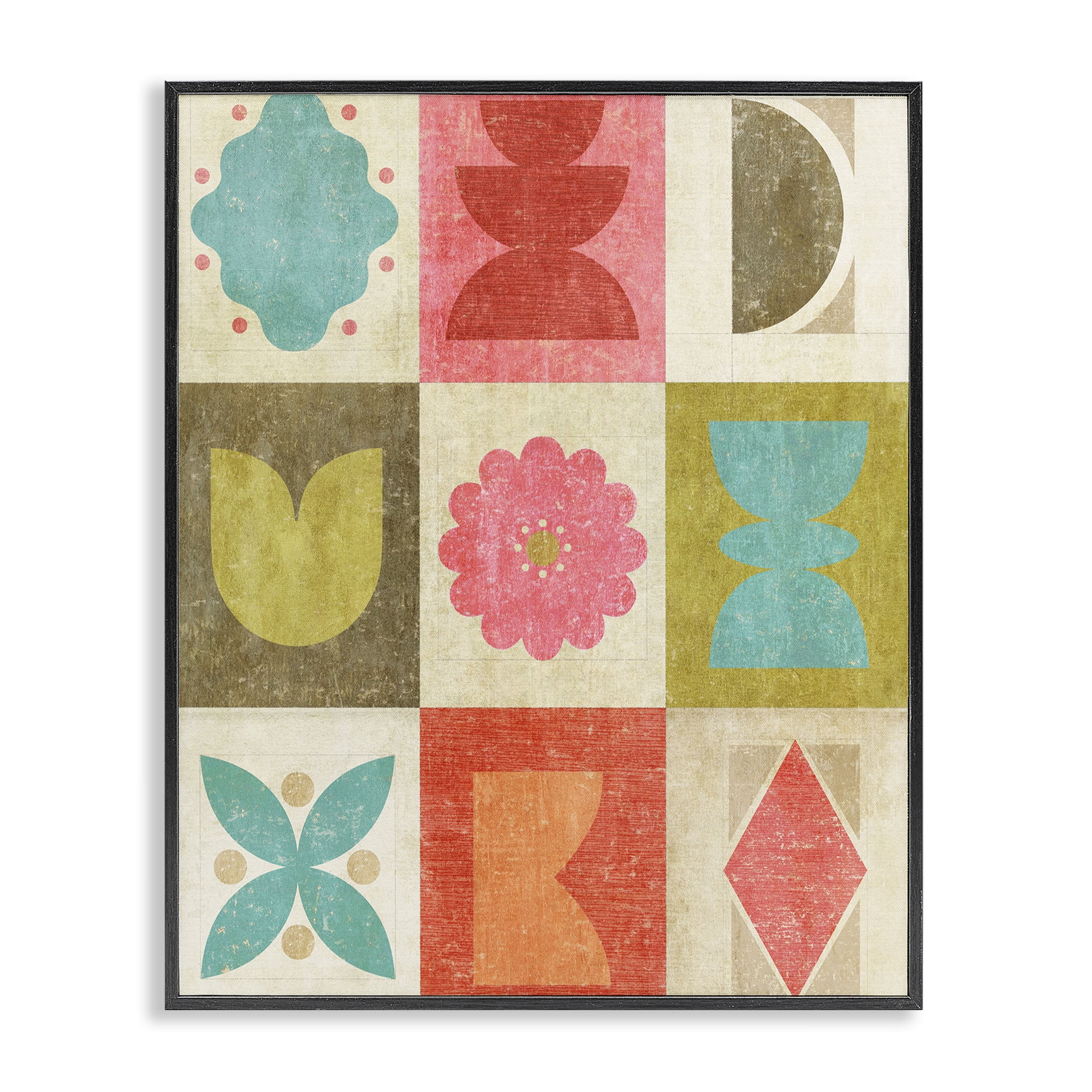 Stupell Industries Happy Dance Geometrics Black Framed Giclee Art ...