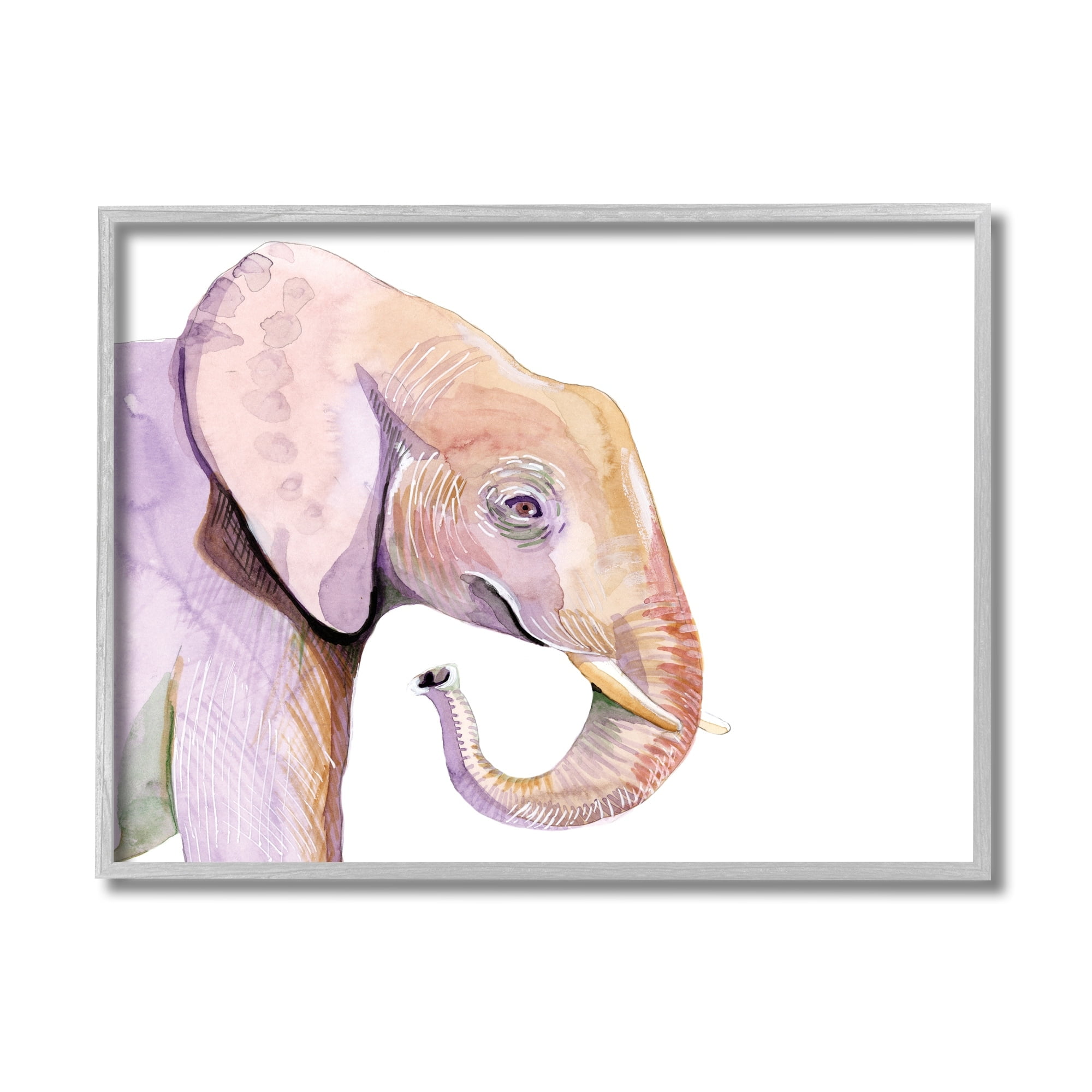 Stupell Industries Happy Elephant Smile Purple Red Safari Animal,16 x ...