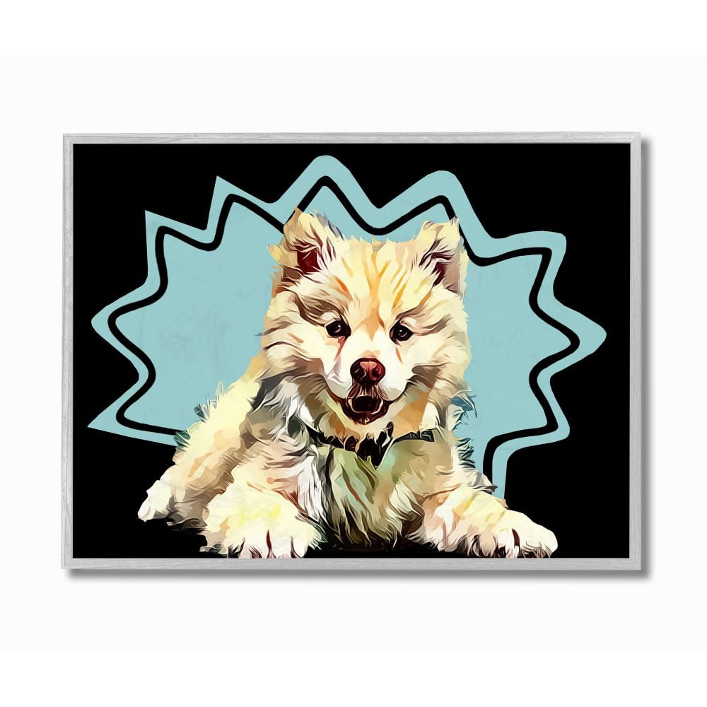 Stupell Industries Happy Japanese Spitz Fluffy Dog Pop Art Pet Designed ...