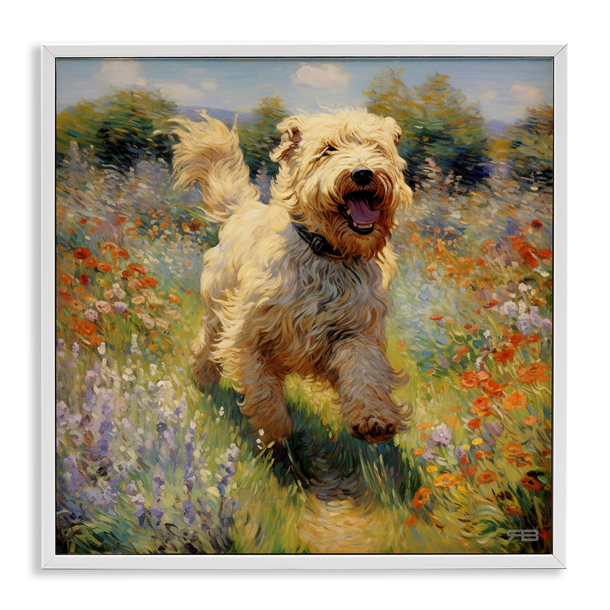 Stupell Industries Happy Running Terrier Dog Animals & Insects Painting ...