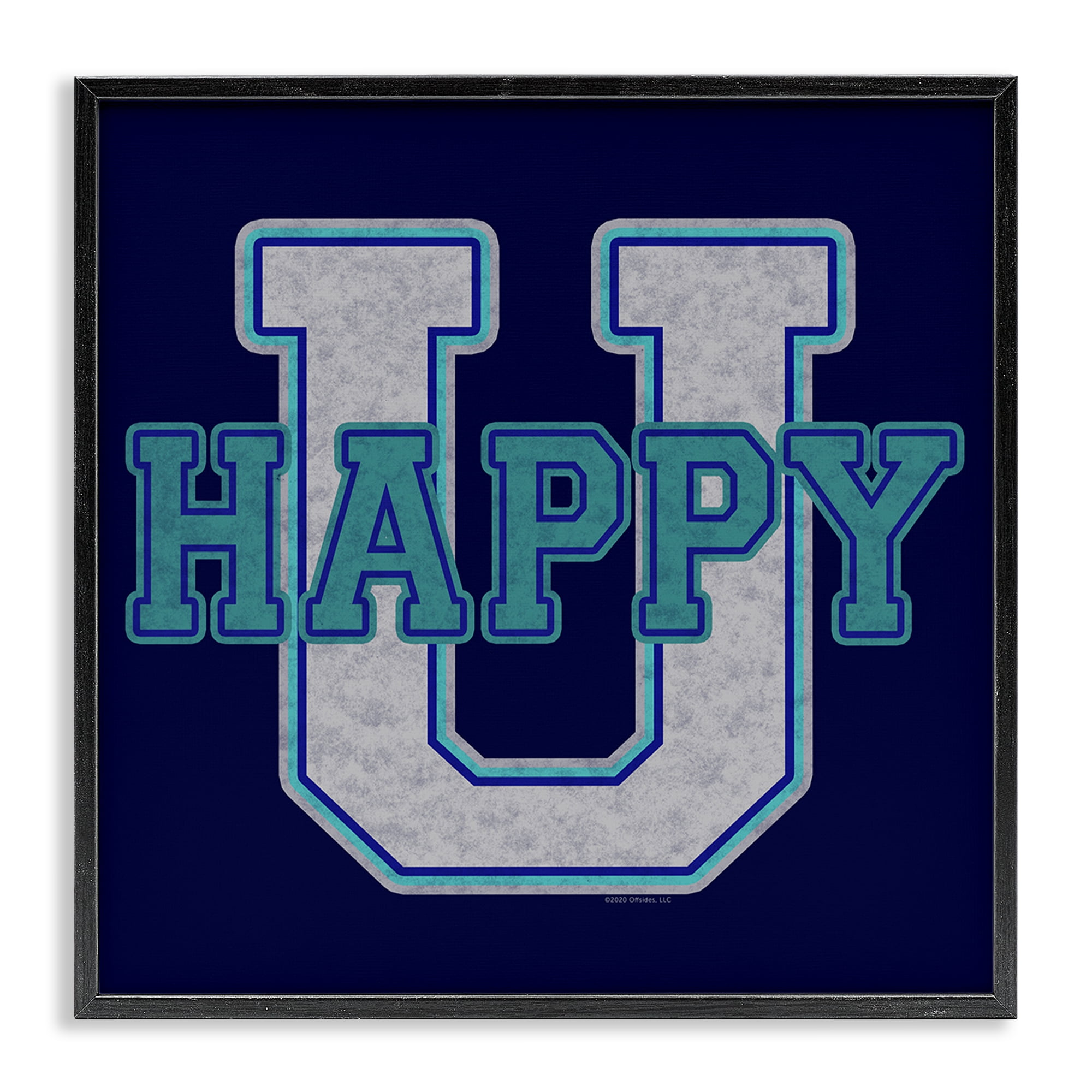 Stupell Industries Happy U Varsity Style Text & Numbers Painting Black ...