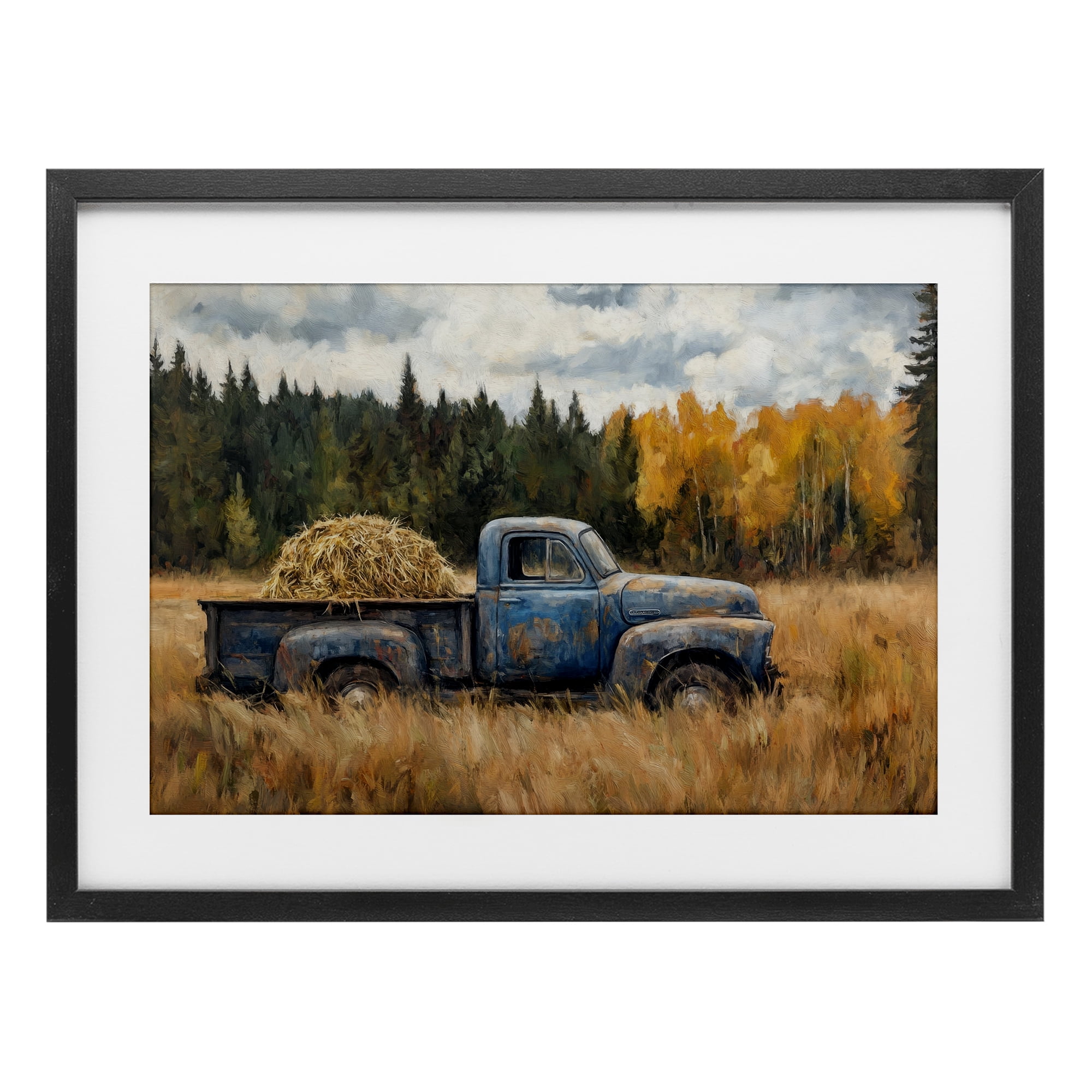 Stupell Industries Hay Ride Country Field Black Framed Print Under ...