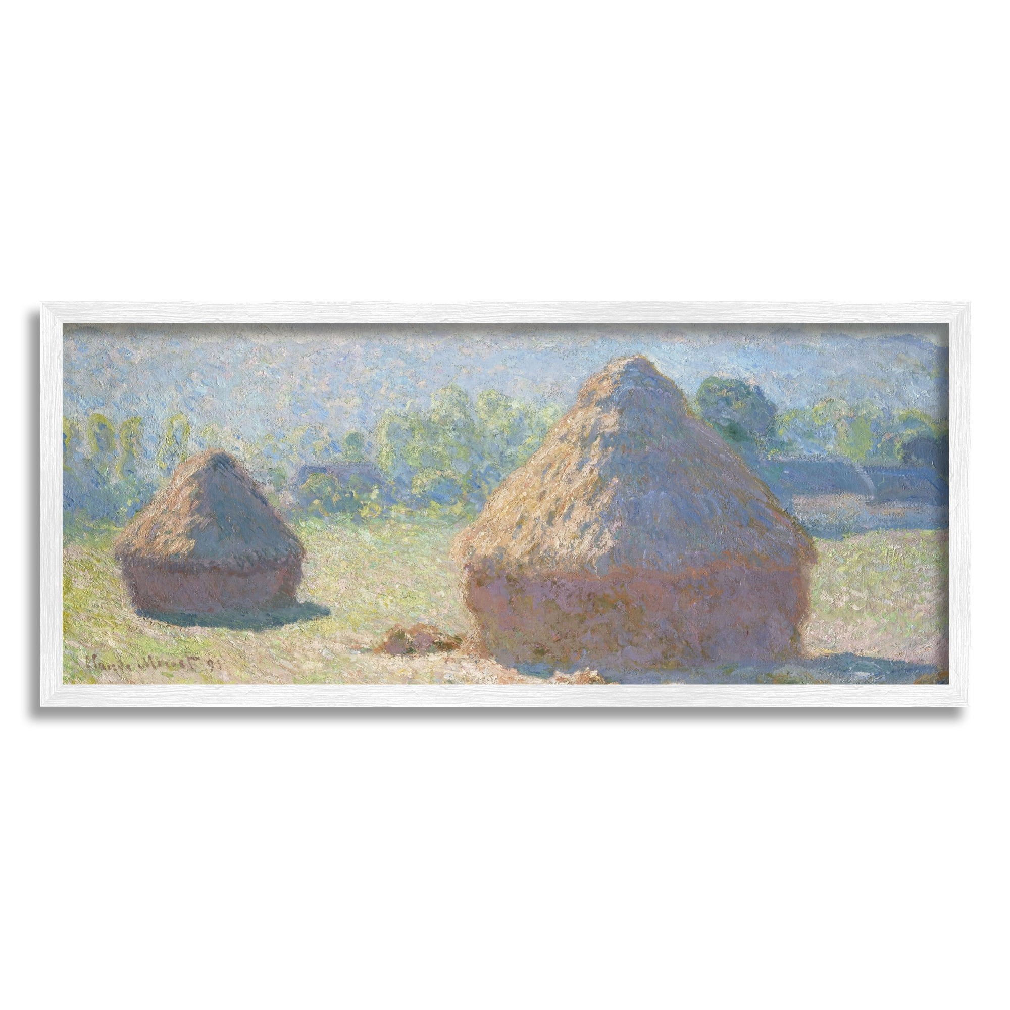Stupell Industries Haystacks, End of Summer Classic Claude Monet Painting Painting White Framed ...