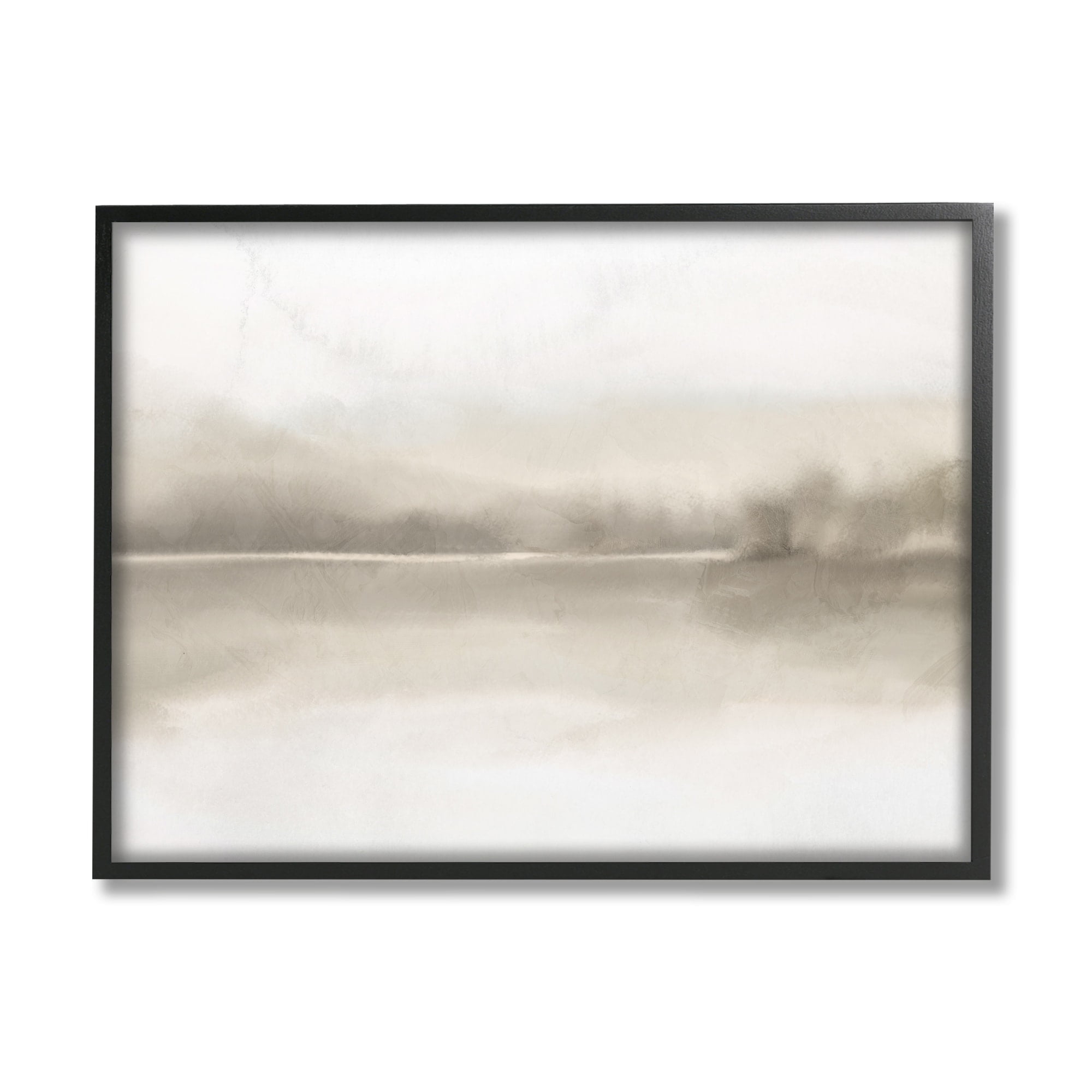 Hazy Lakeside Landscape Reflection Modern Abstract Design Black Framed ...