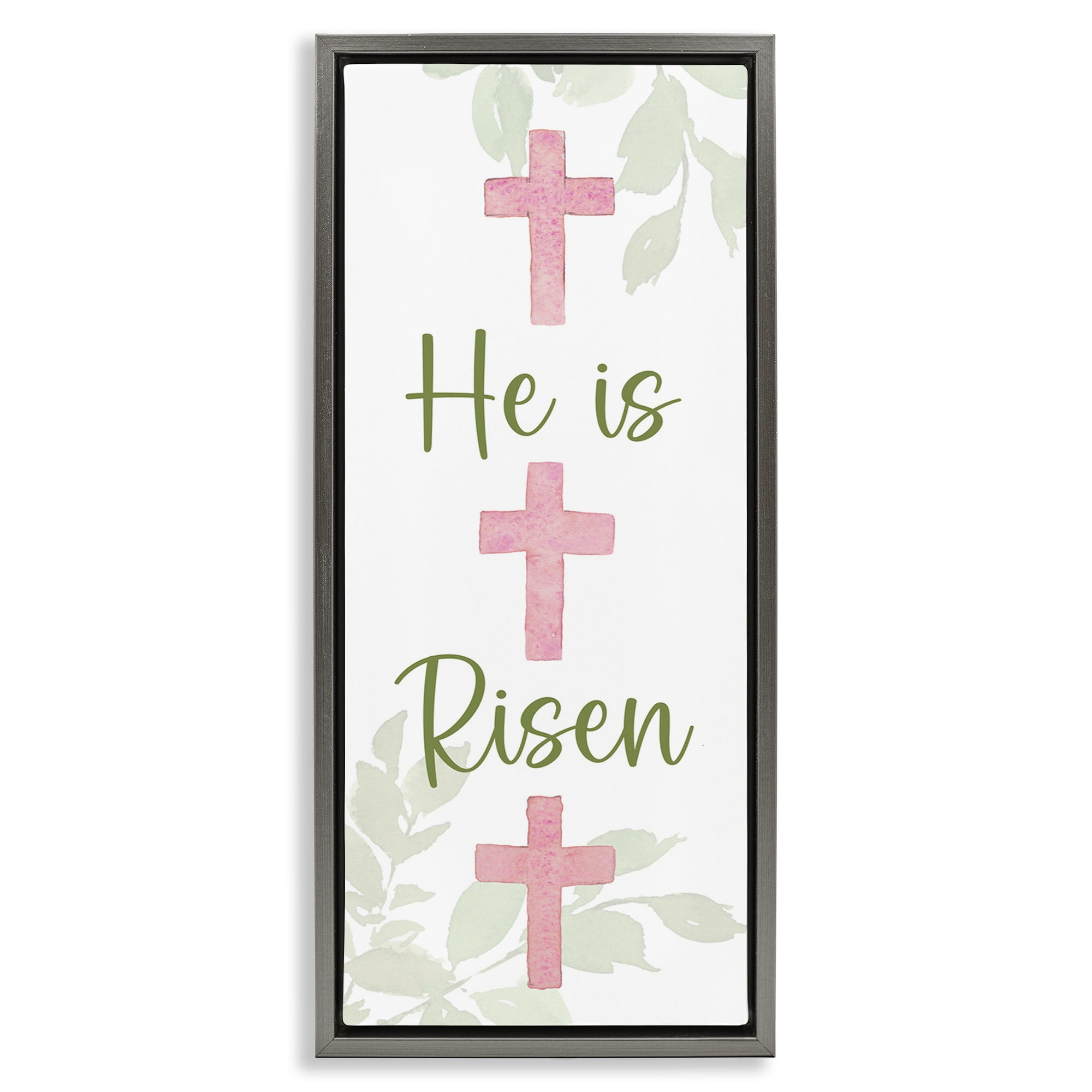 Stupell Industries He Is Risen Proverb Religious Painting Gray Floater ...