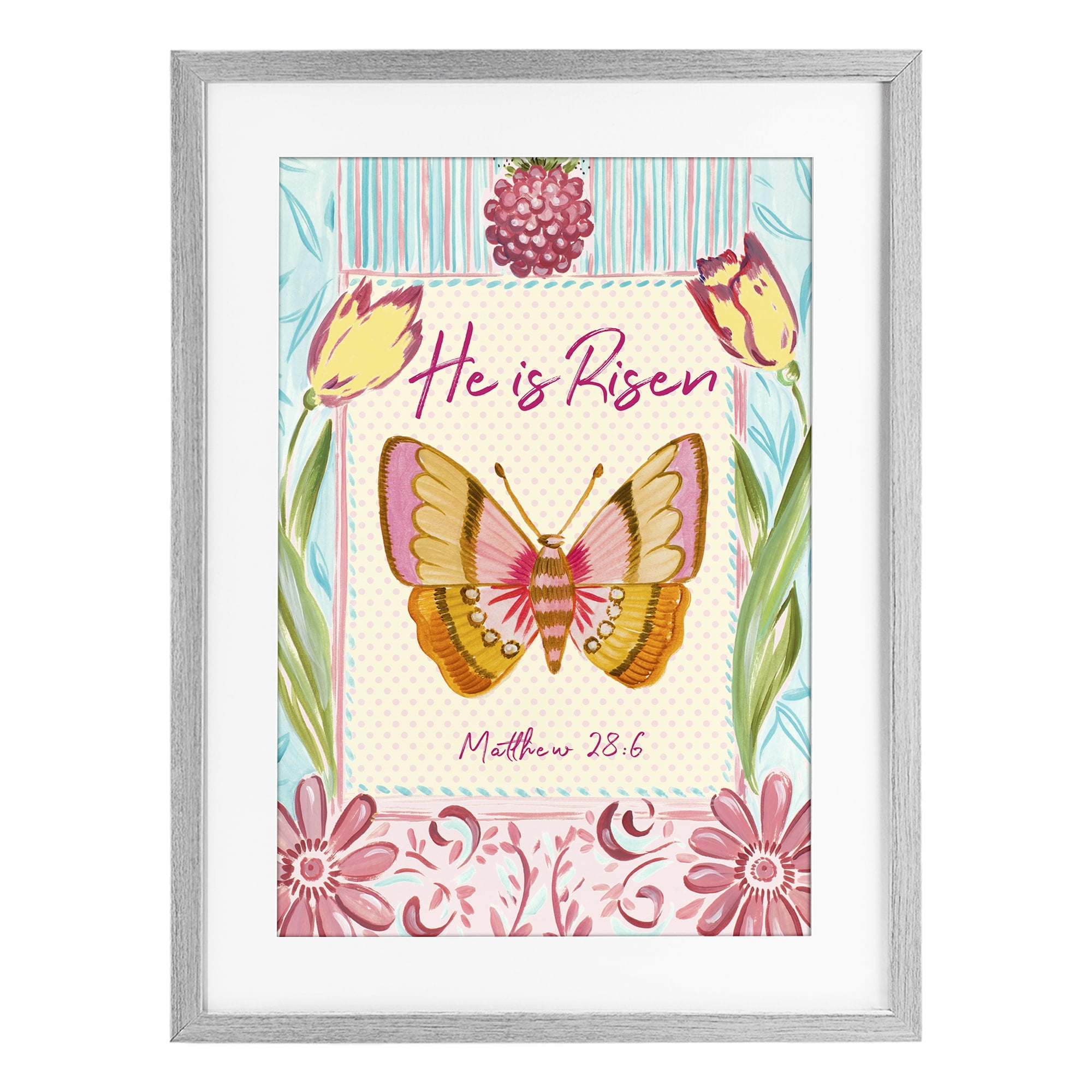 Stupell Industries He Is Risen with Butterfly Gray Framed Print Under ...