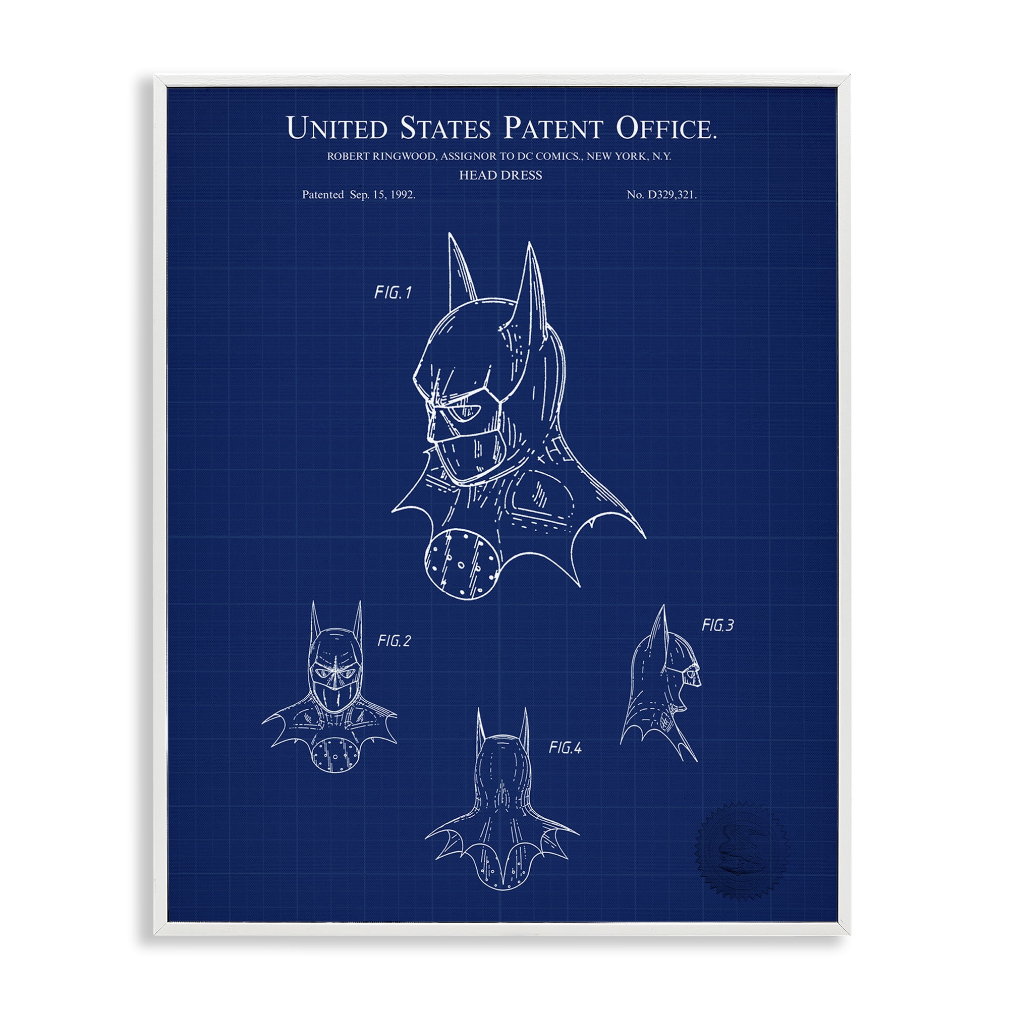 Stupell Industries Head Dress Blueprint Novelty Painting White Framed ...