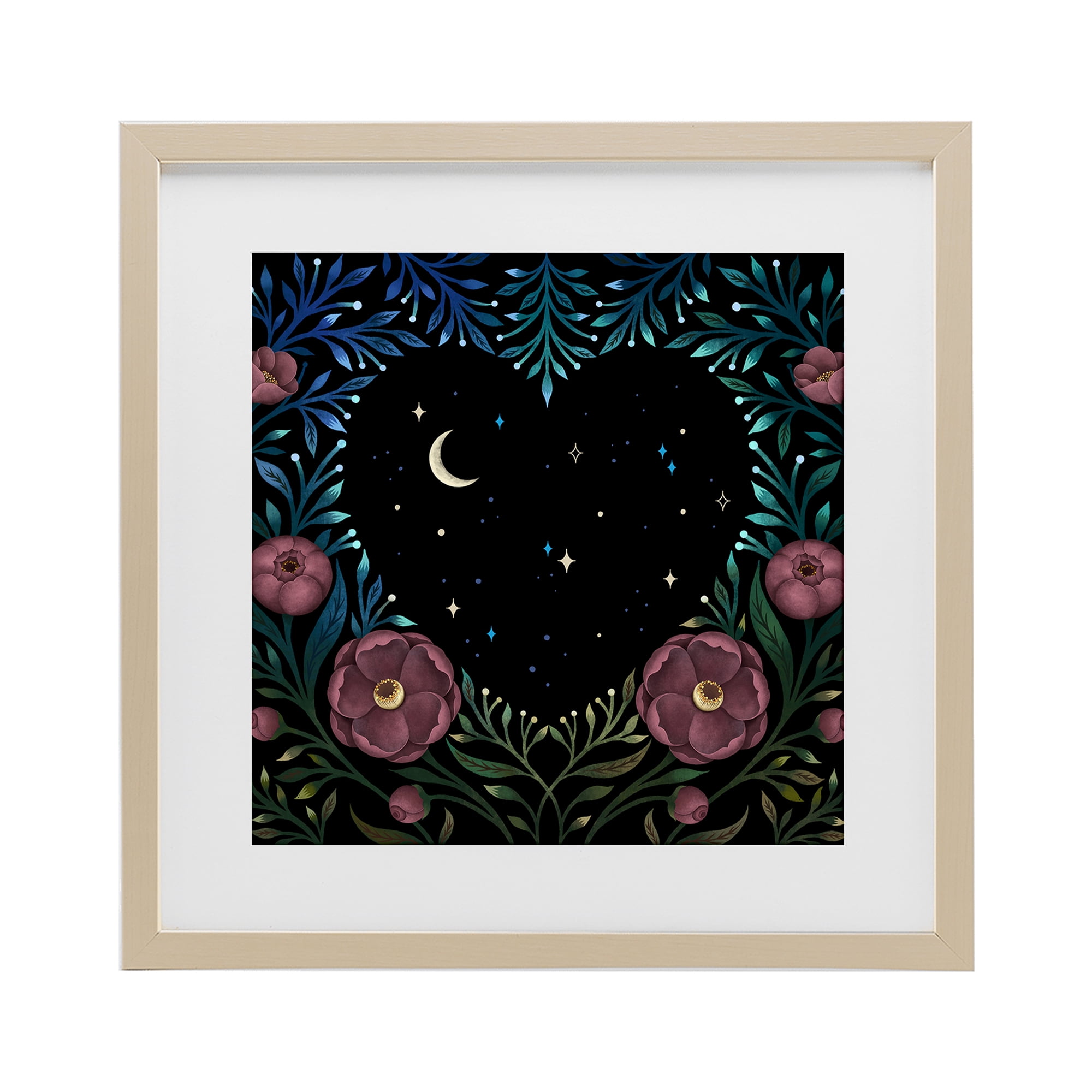 Stupell Industries Heart Night Sky Garden Birch Framed Print Under ...