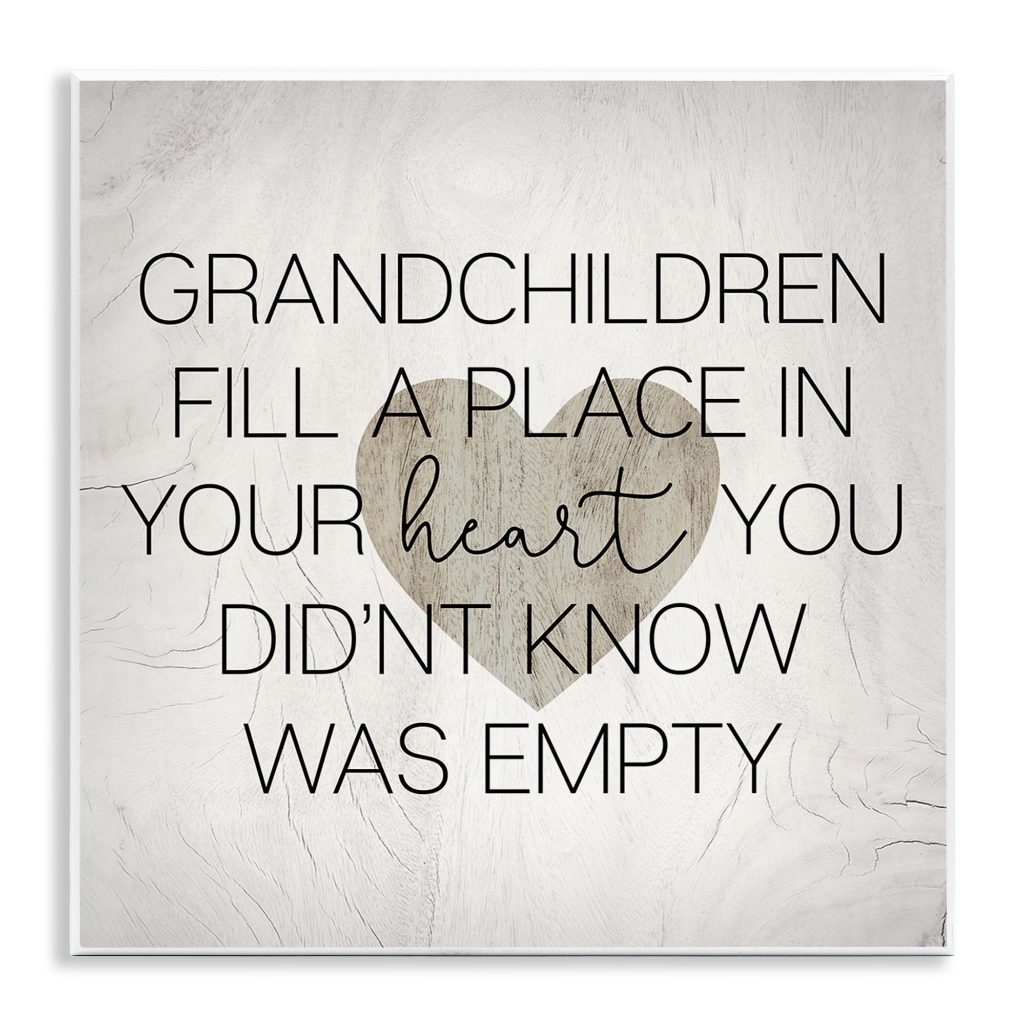 Stupell Heartwarming Grandchildren Quote Rustic Country Heart Symbol ...