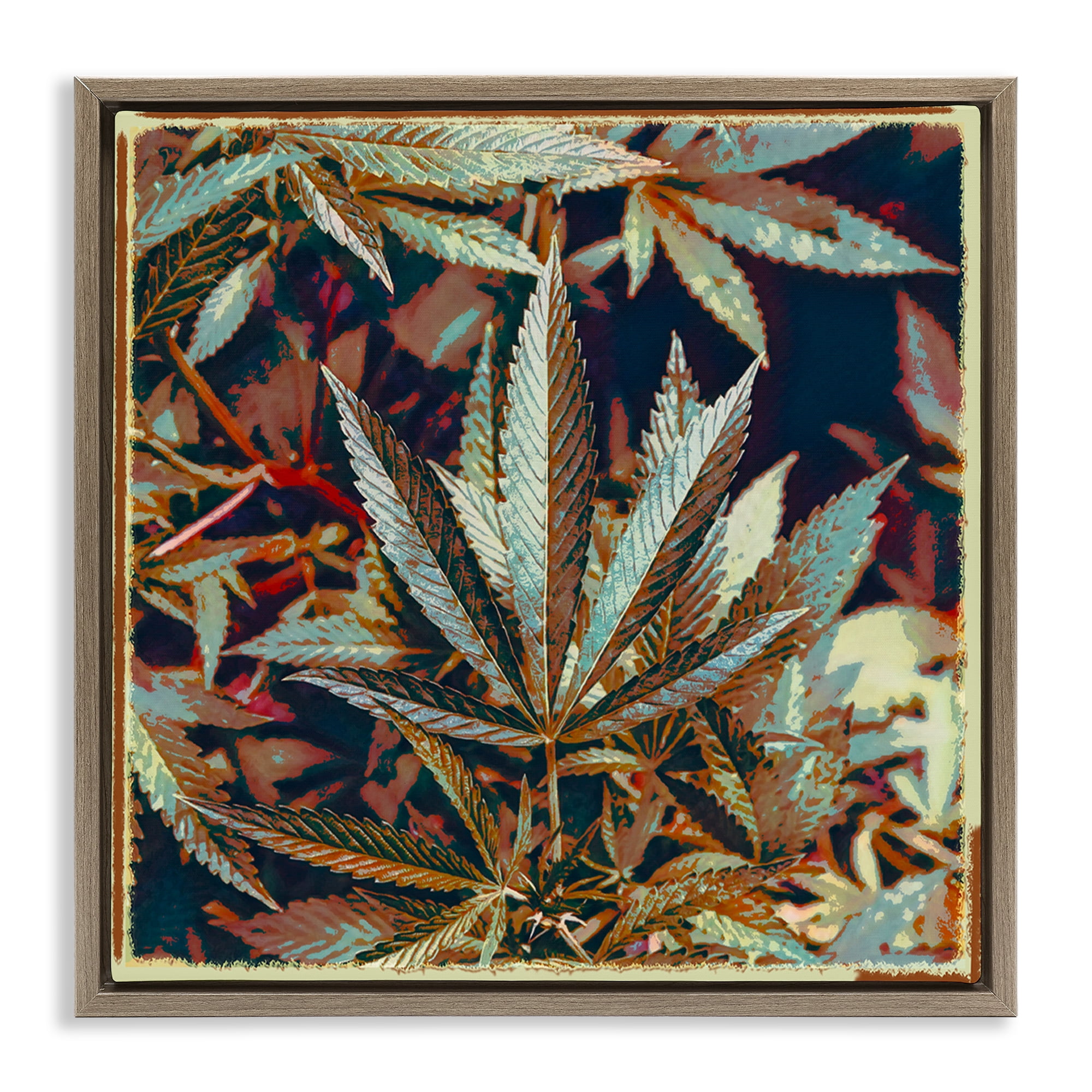 Stupell Industries Heavy Metal Cannabis Plants & Flowers Painting Brown ...