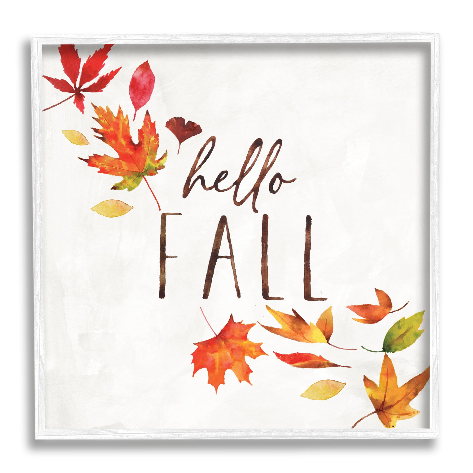 Stupell Industries Hello Fall Autumn Tree Leaves Seasonal Statement ...