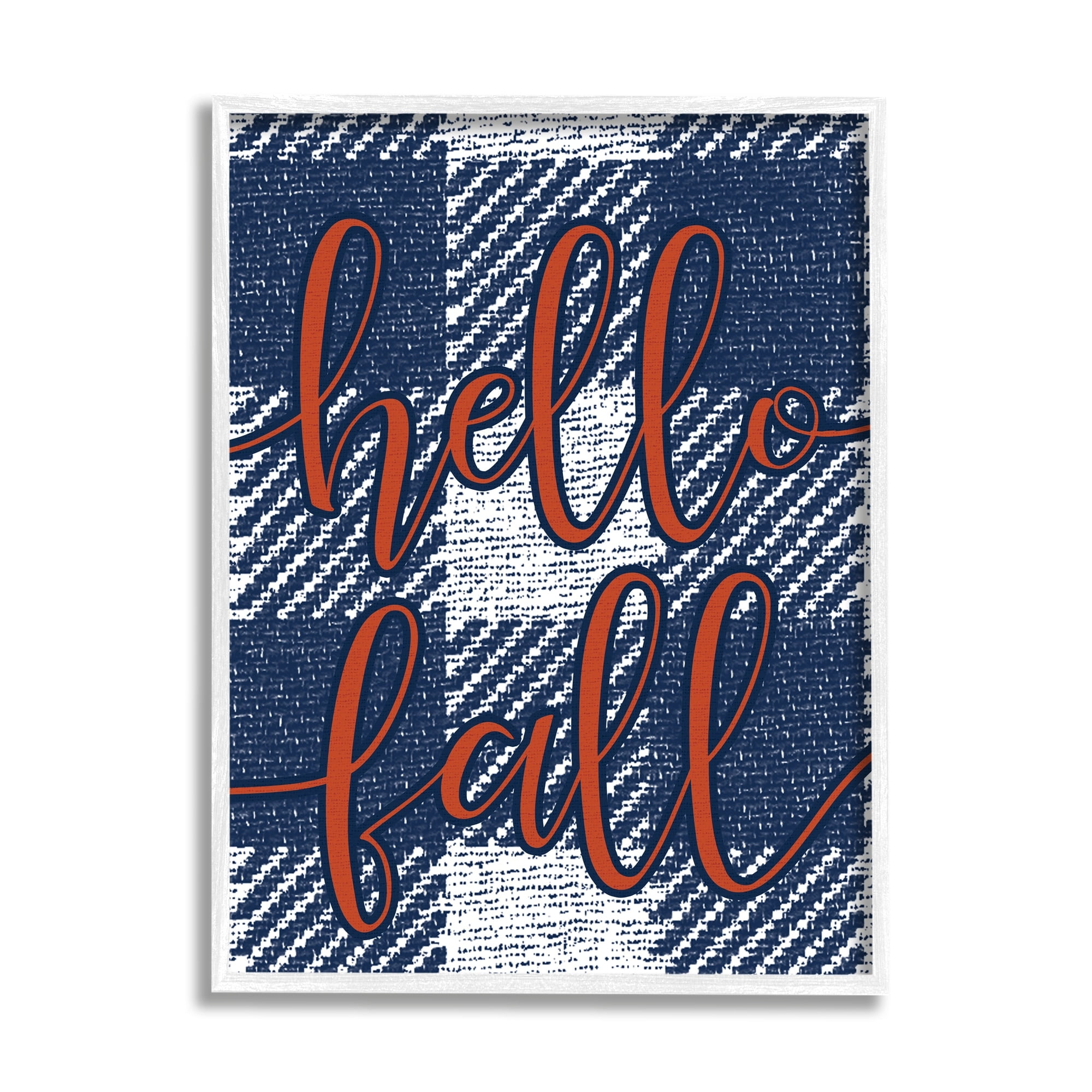 Stupell Industries Hello Fall Greeting Bold Typography Checker Blue ...