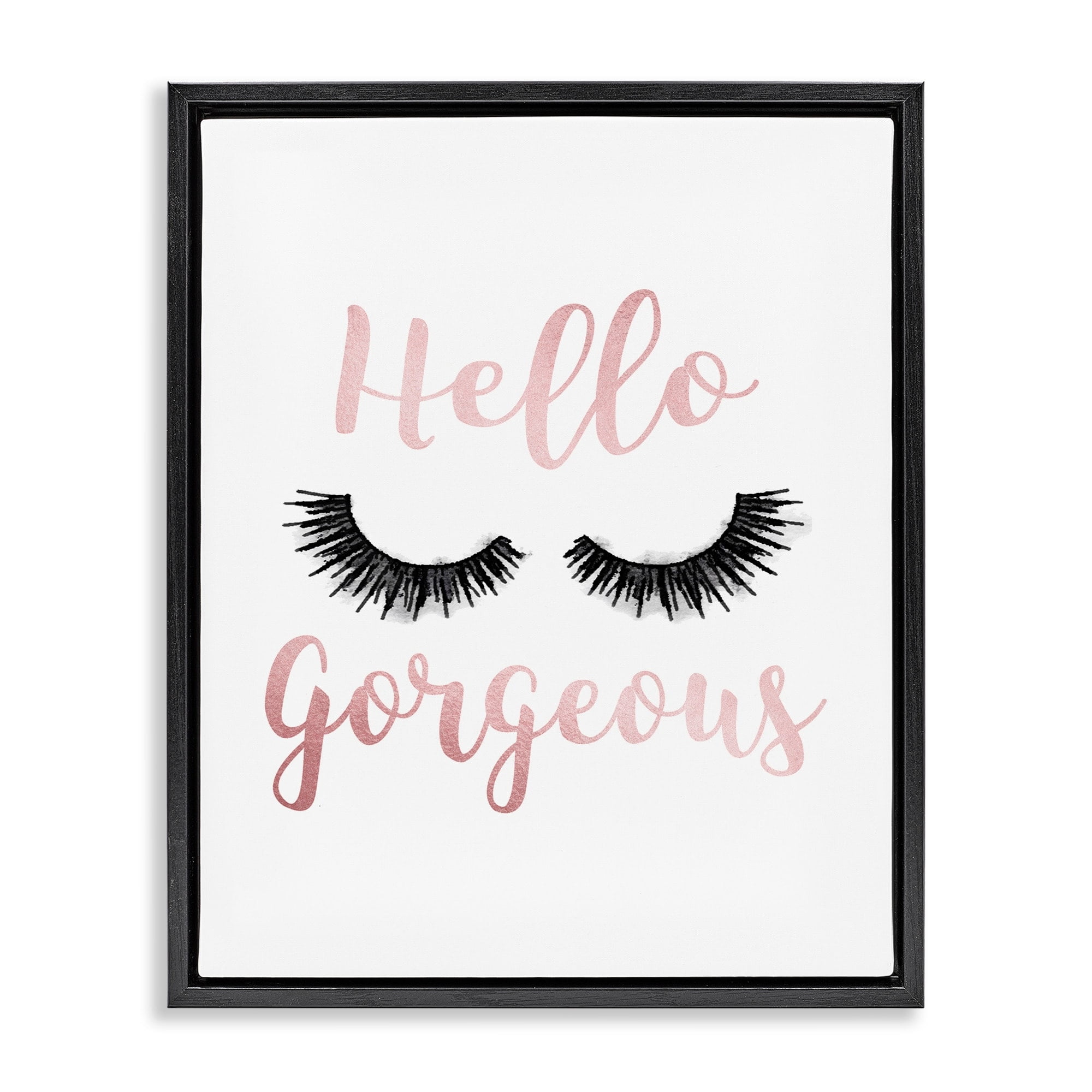 Stupell Industries Hello Gorgeous Black Eyelashes Typography Jet Black ...