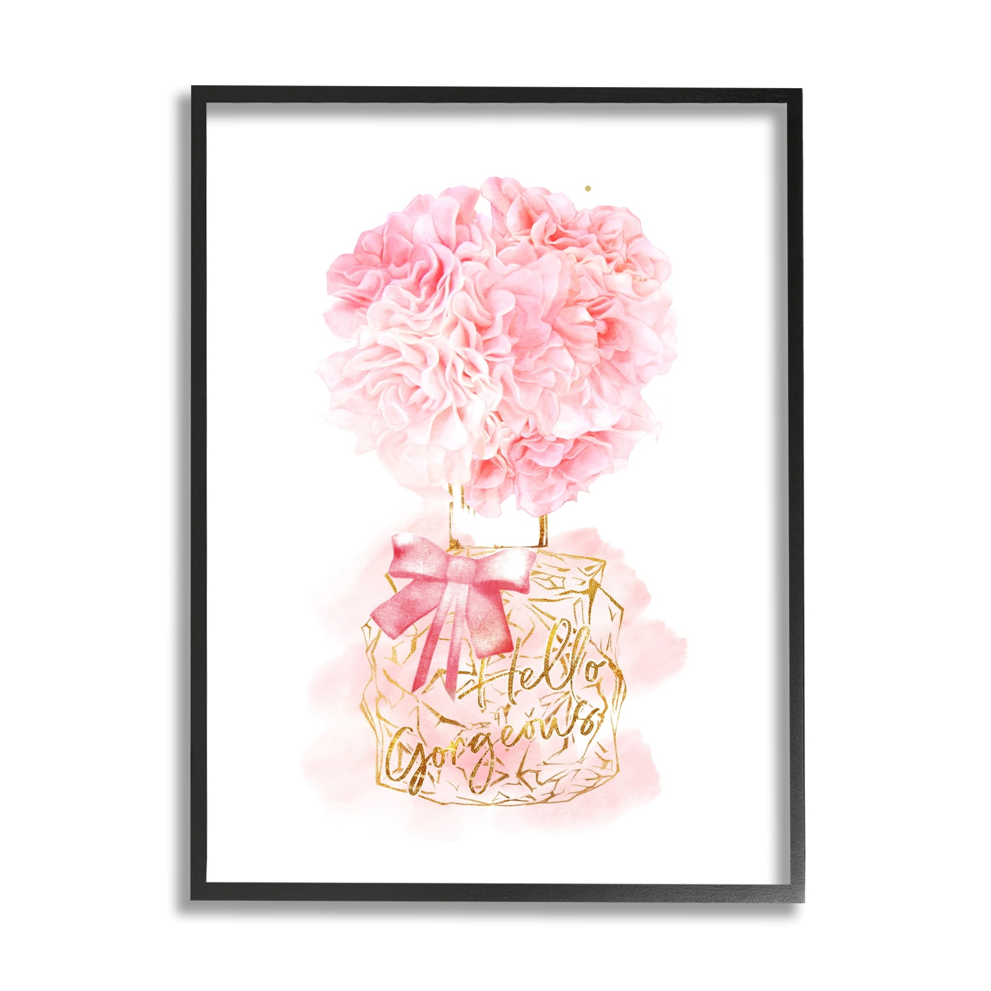Stupell Industries Hello Gorgeous Pink Carnation Flower Blossom Glam ...