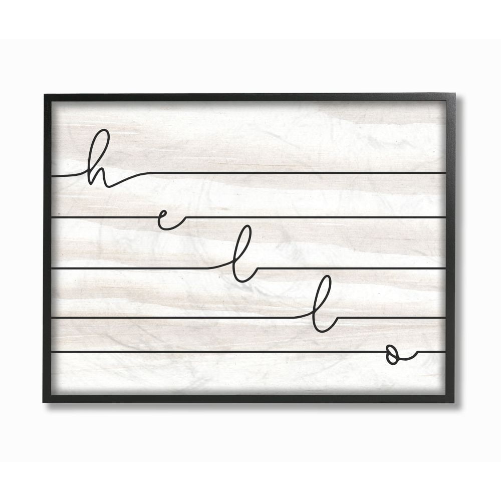 Stupell Industries Hello Greeting with Horizontal Linework Typography ...