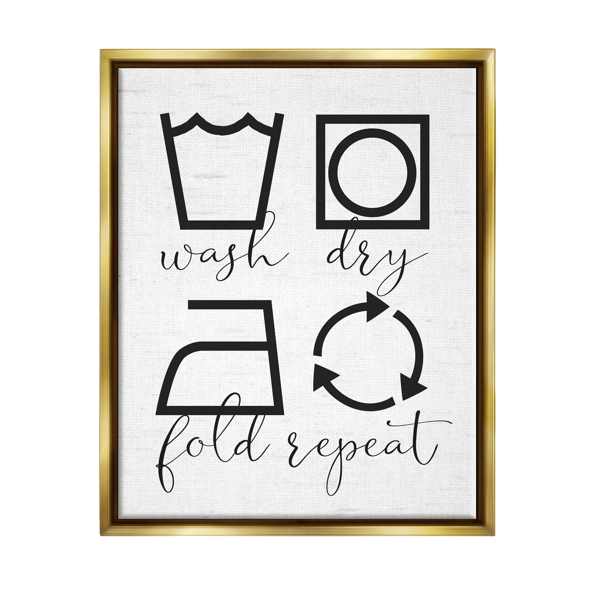 Stupell Industries Helpful Laundry Symbol Calligraphy Guide Chart Graphic Art Metallic Gold ...