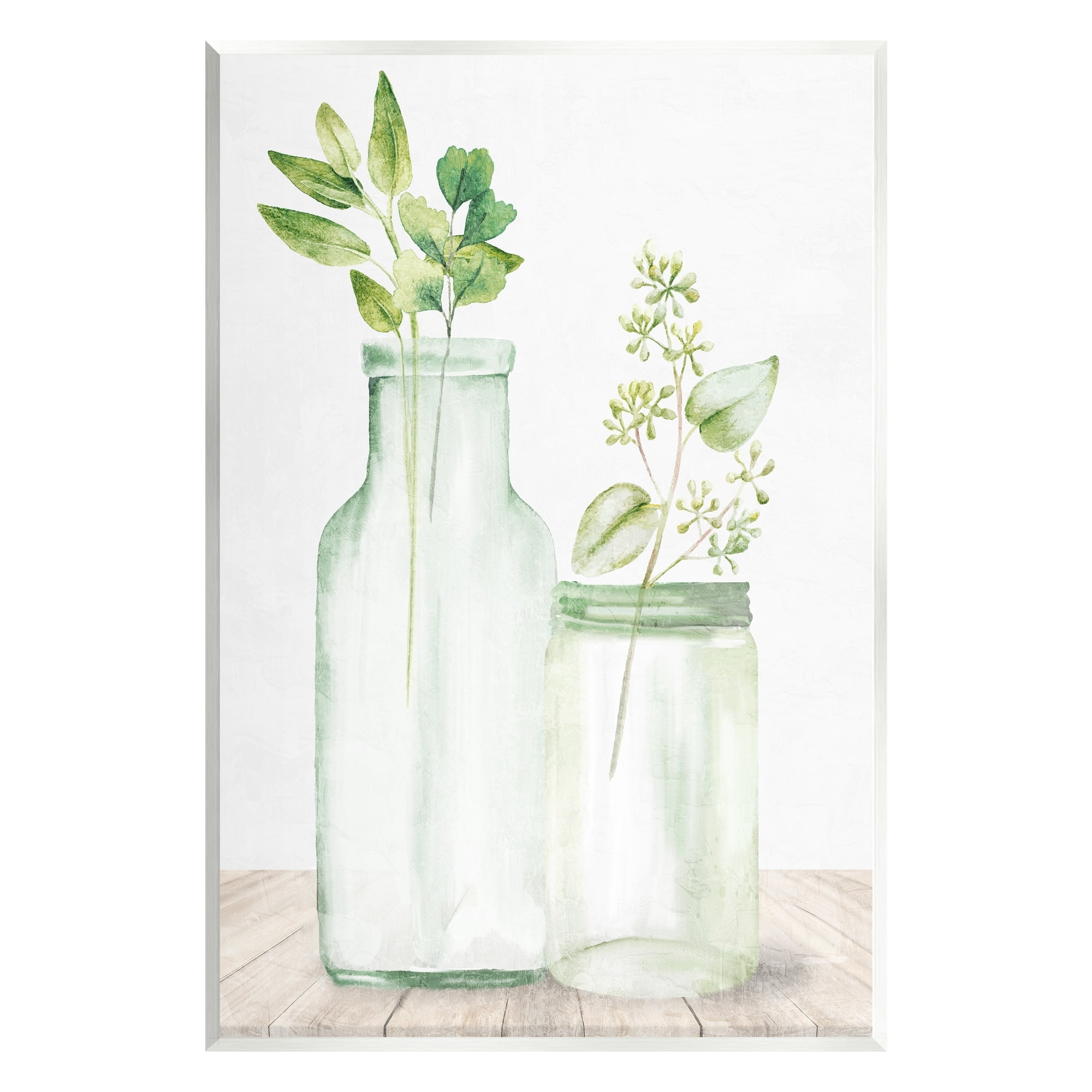 Stupell Herbal Plant Sprigs Rustic Glass Jars Painting - Walmart.com