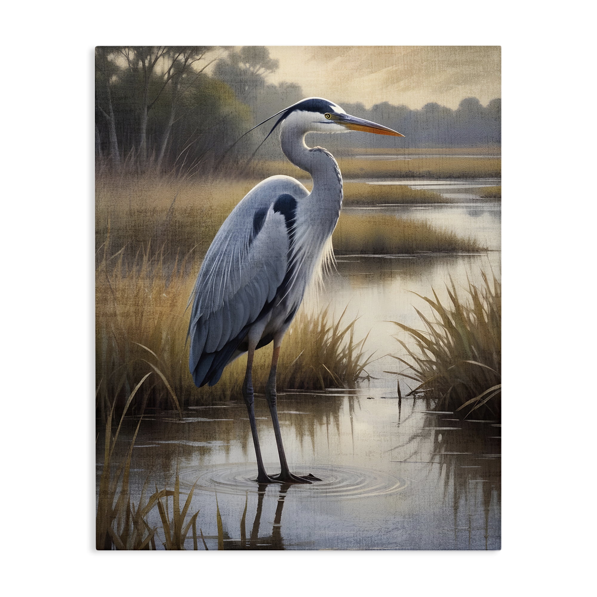 Stupell Industries Heron in Serene Marshlands Canvas Wall Art, design ...