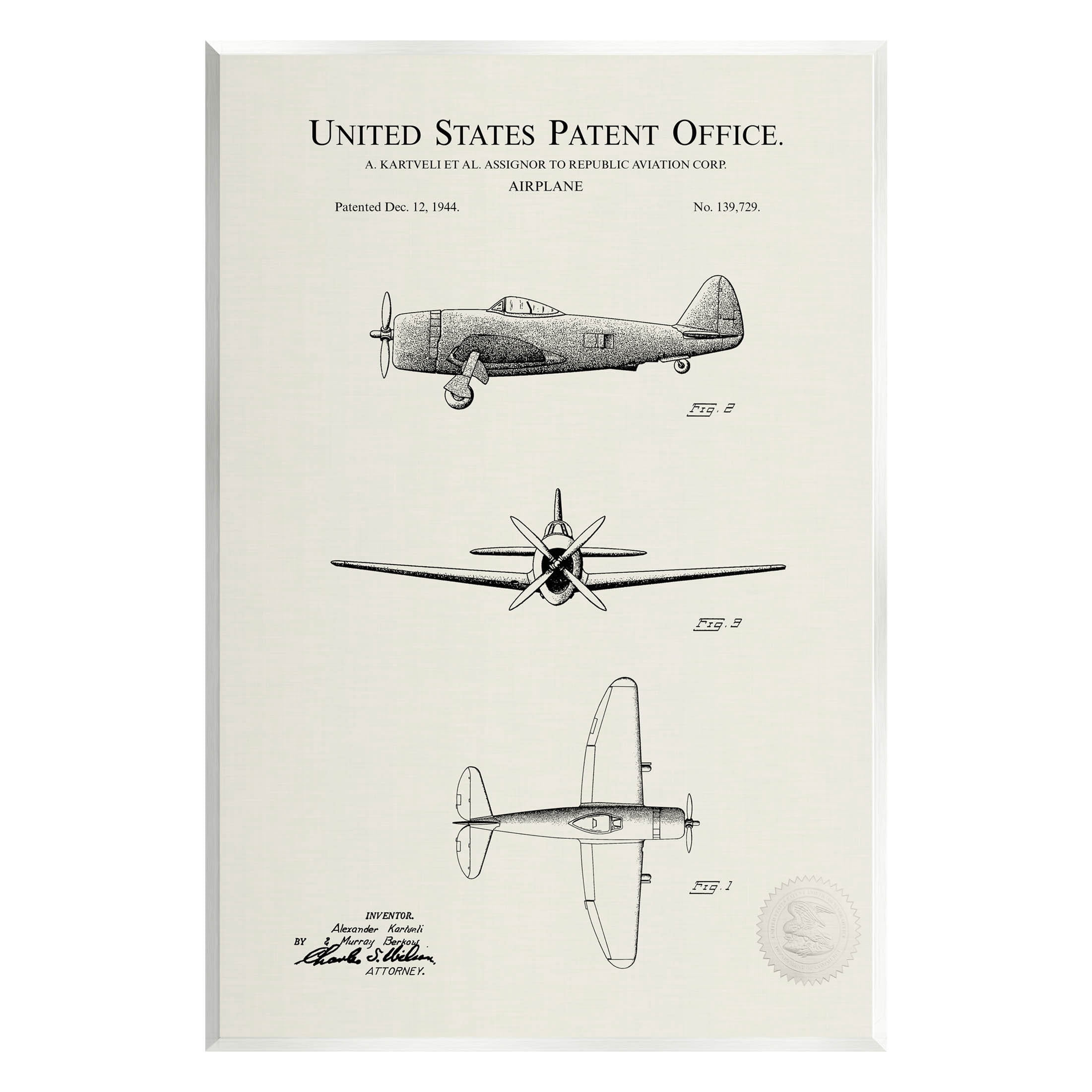 Stupell Industries Historic Aircraft Patent Diagram Graphic Art ...