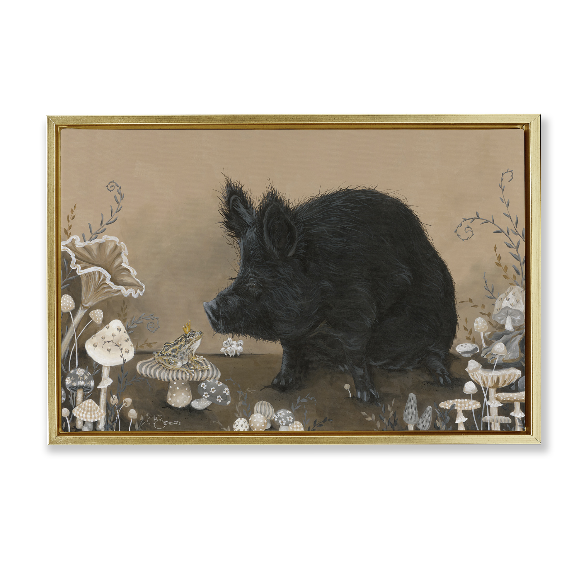 Stupell Industries Hog & Frog with Mushrooms Animals & Insects Painting ...
