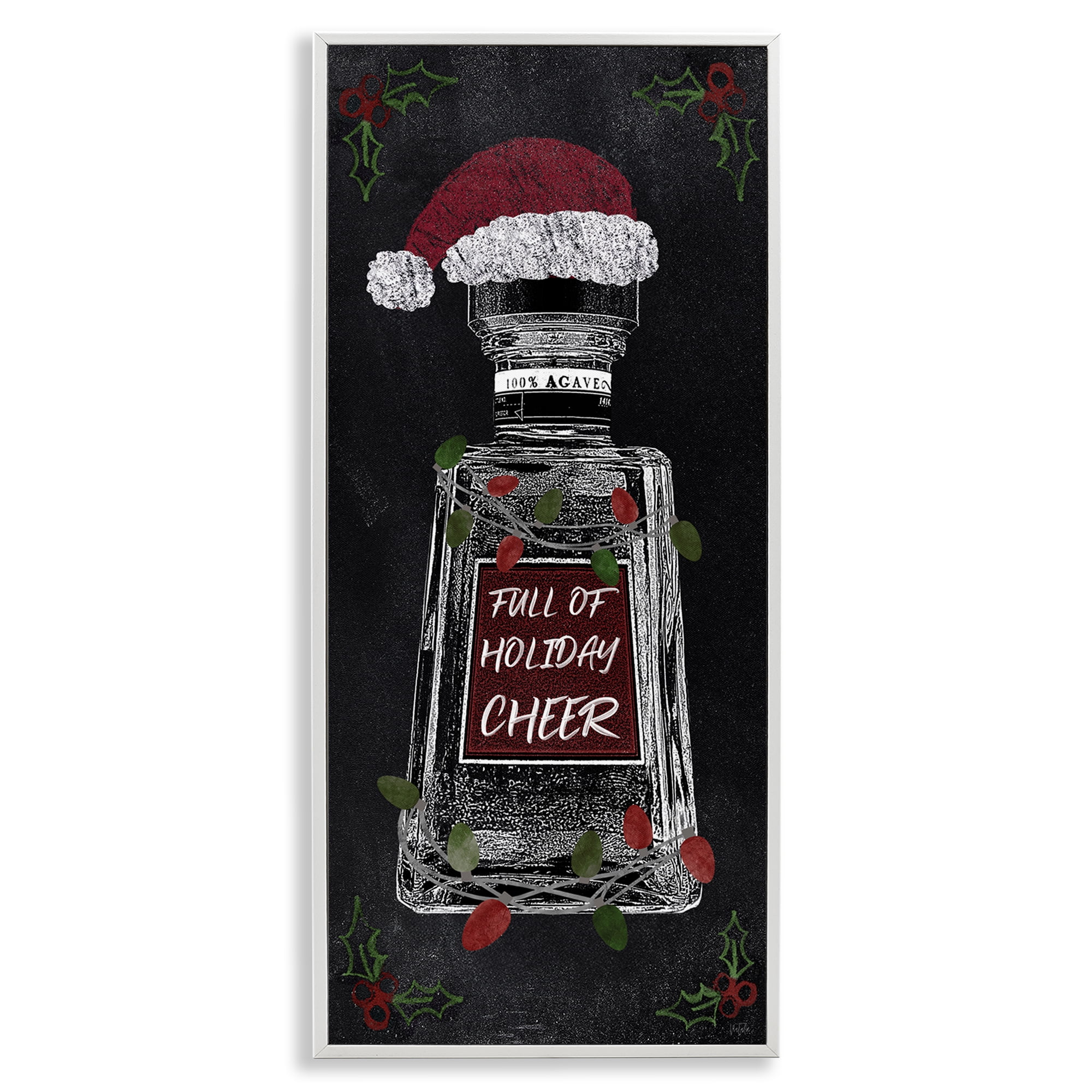 Stupell Industries Holiday Cheer Bottle Holiday Painting White Framed ...