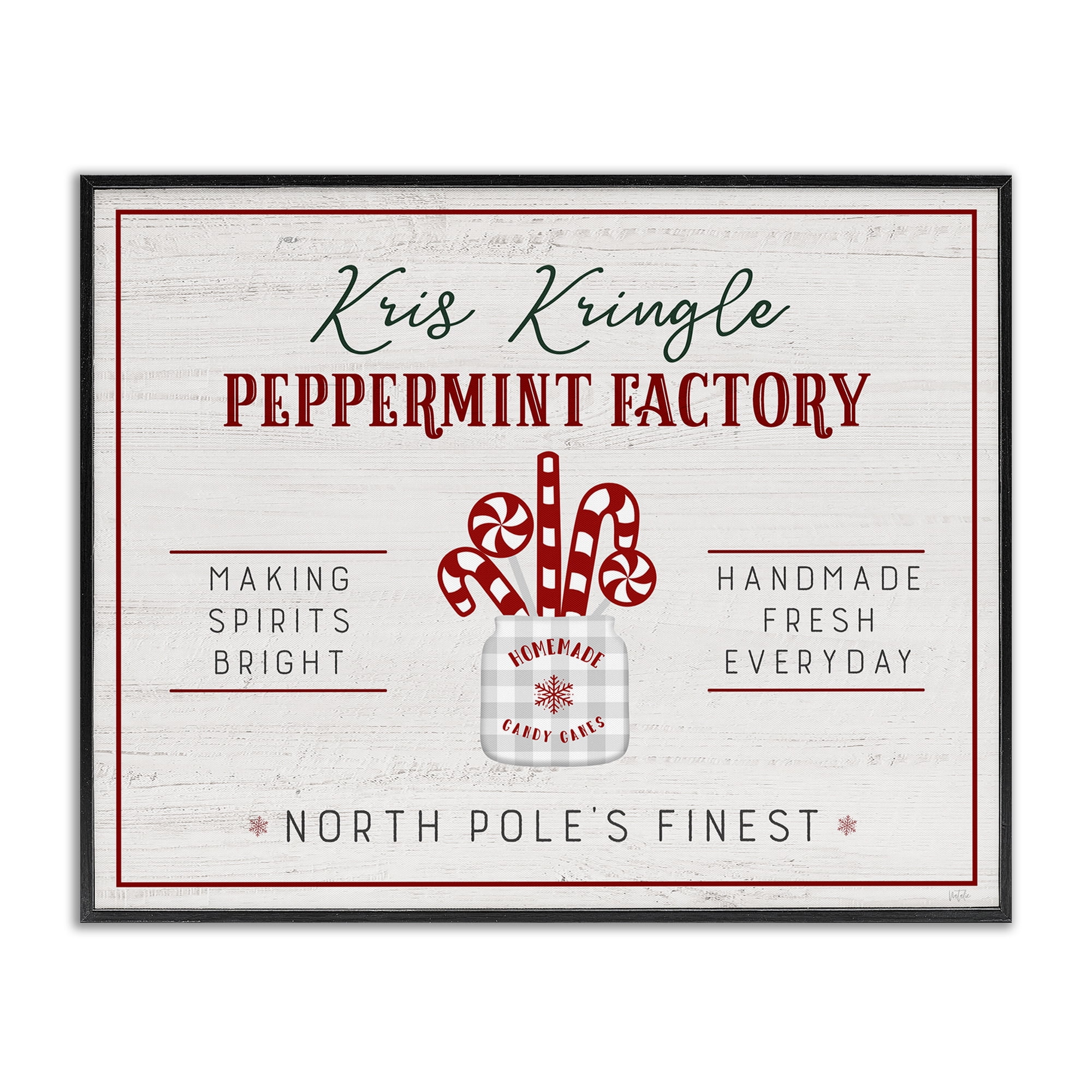Stupell Industries Holiday Peppermint Factory Holiday Painting Black ...