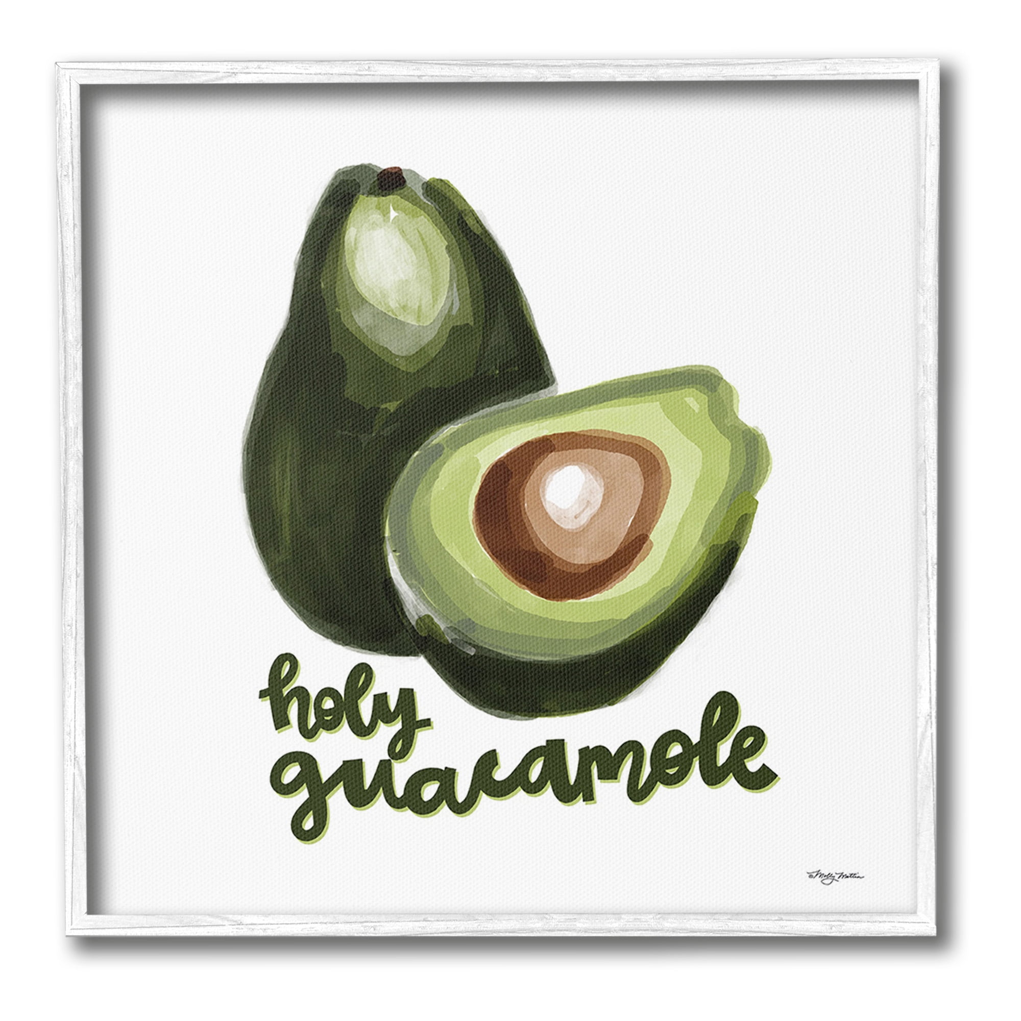 Stupell Holy Guacamole Avocado Painting - 12x12 Framed Art Print ...