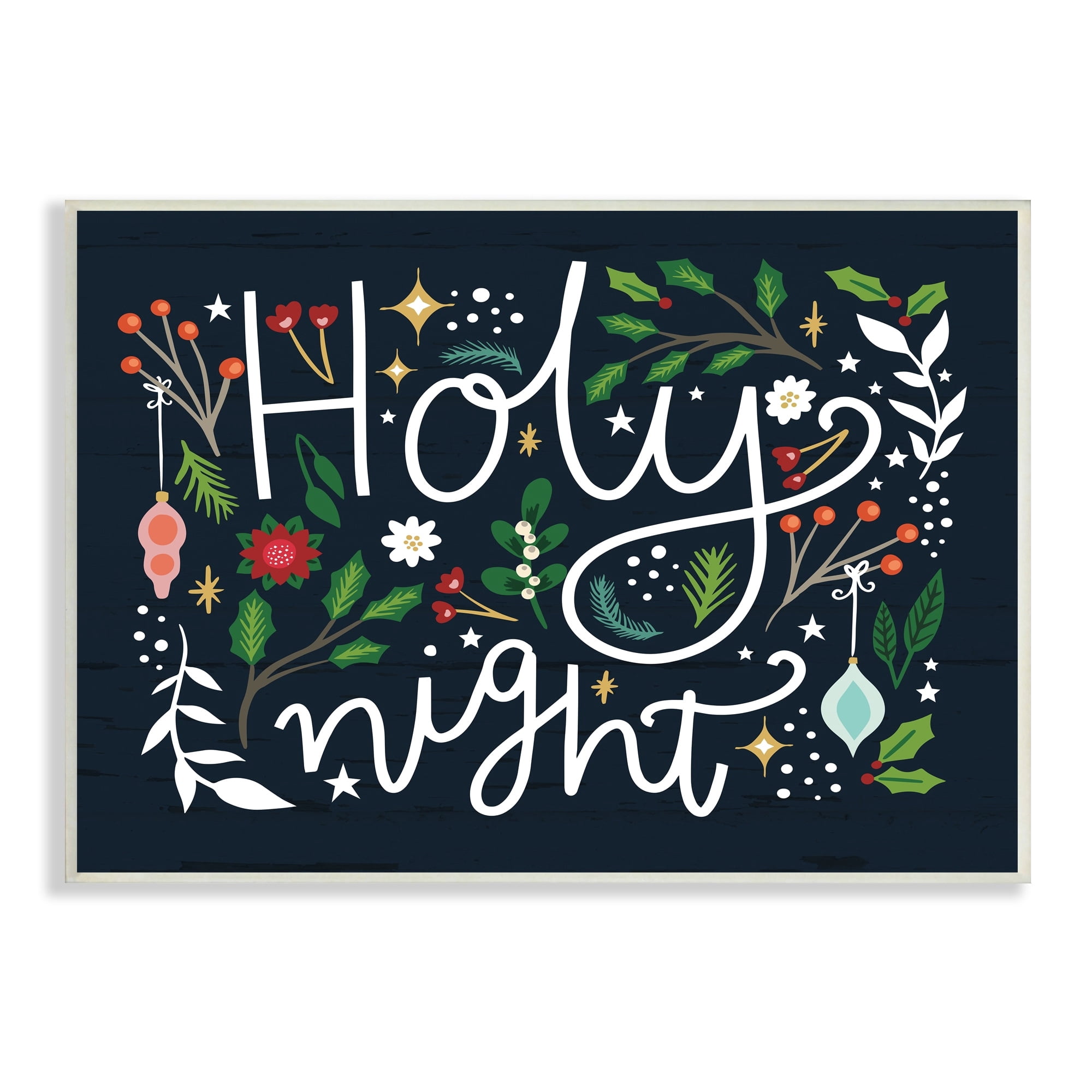 Stupell Industries Holy Night Modern Calligraphy Xmas Artwork Winter ...