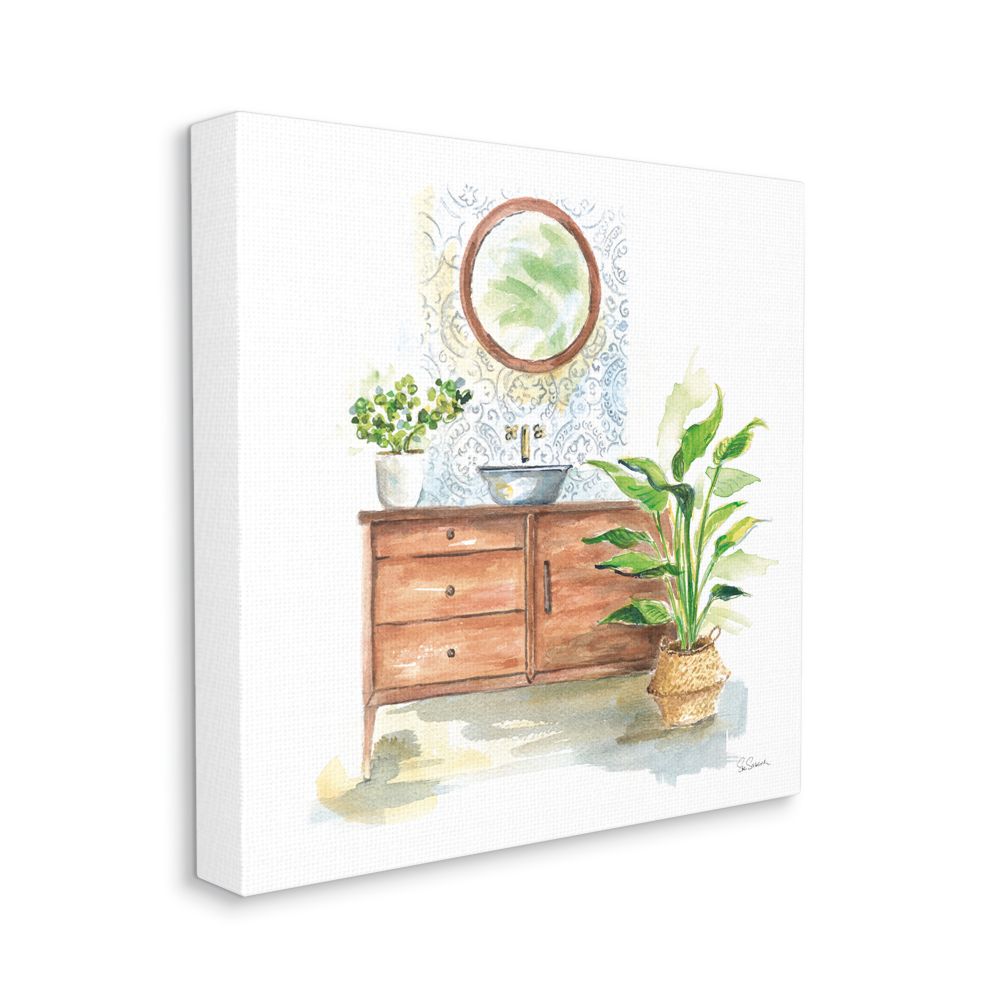 Stupell Industries Home Interior Bathroom Vanity Cabinets Blue Brown ...