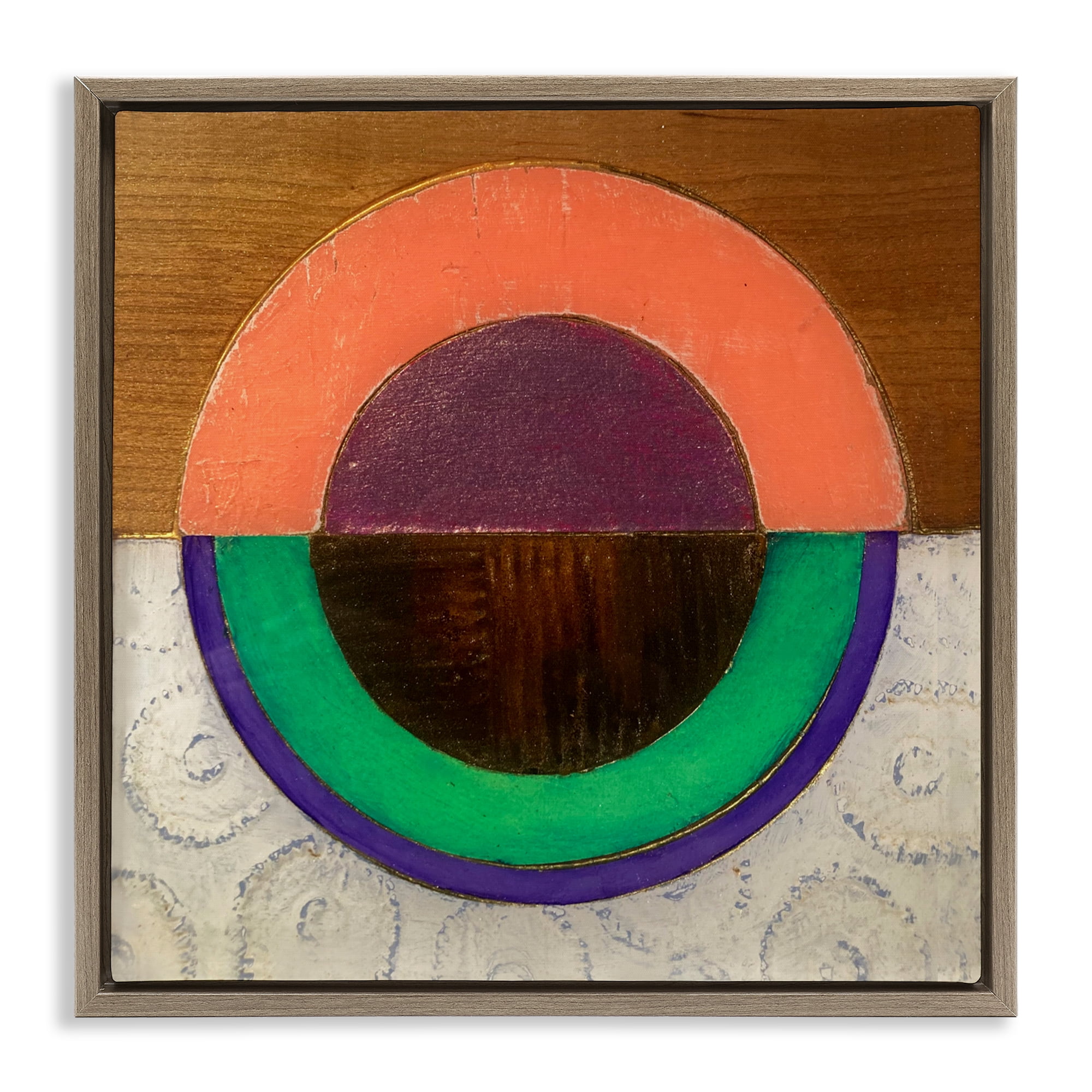 Stupell Industries Horizontal Split Circle Brown Framed Floater Canvas ...