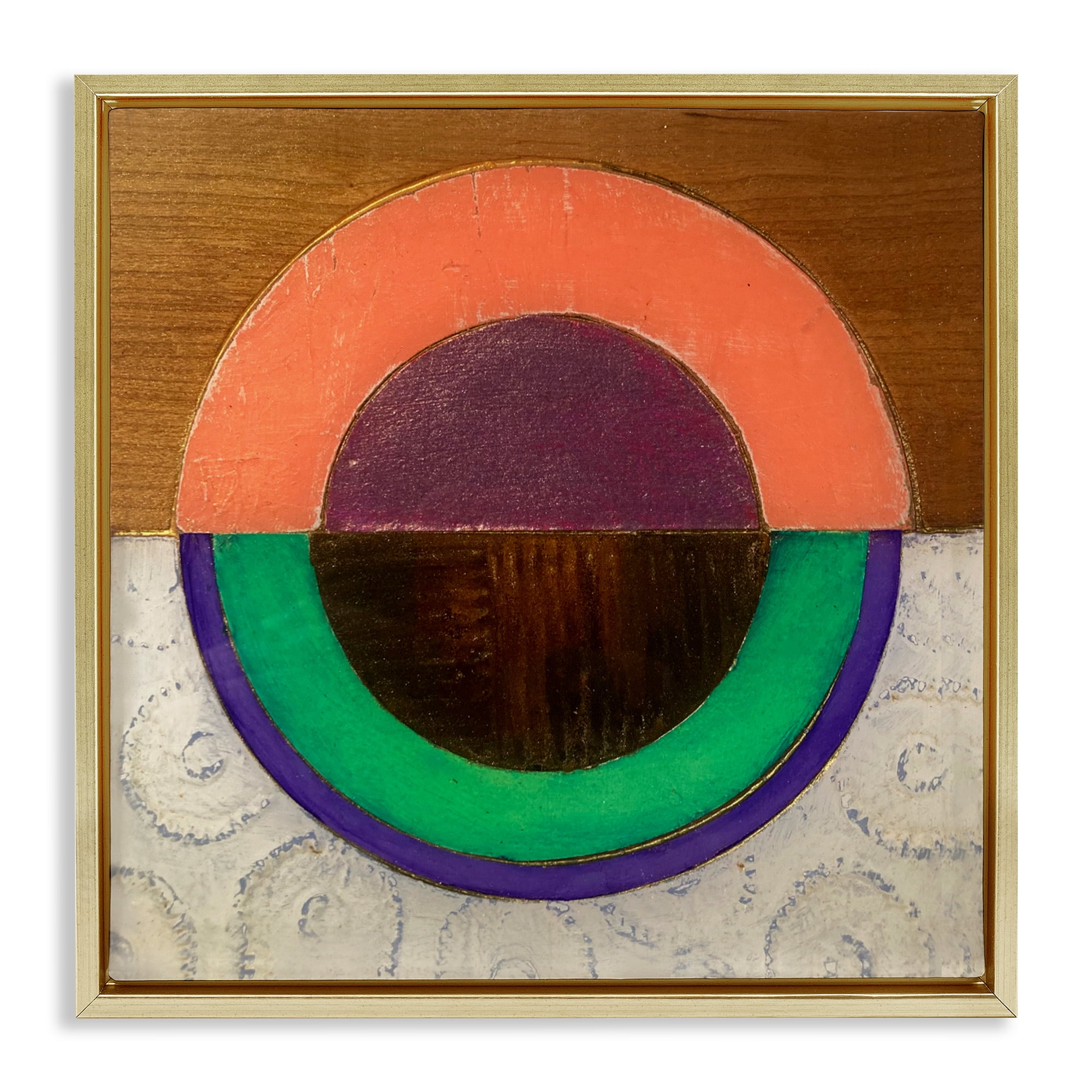Stupell Industries Horizontal Split Circle Gold Framed Floater Canvas ...
