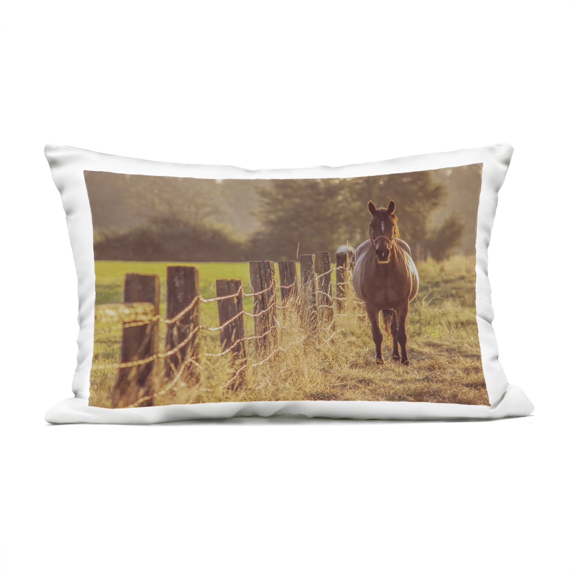 Stupell Industries Horse's Farm at Dawn Outdoor Printed Pillow design by Norm Stelfox, 14 x 7 x ...