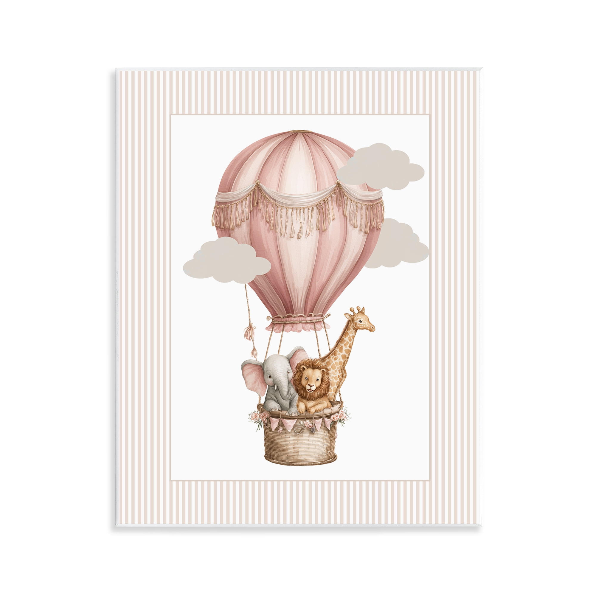 Stupell Industries Hot Air Balloon Animals Pink Wall Plaque Art, design ...