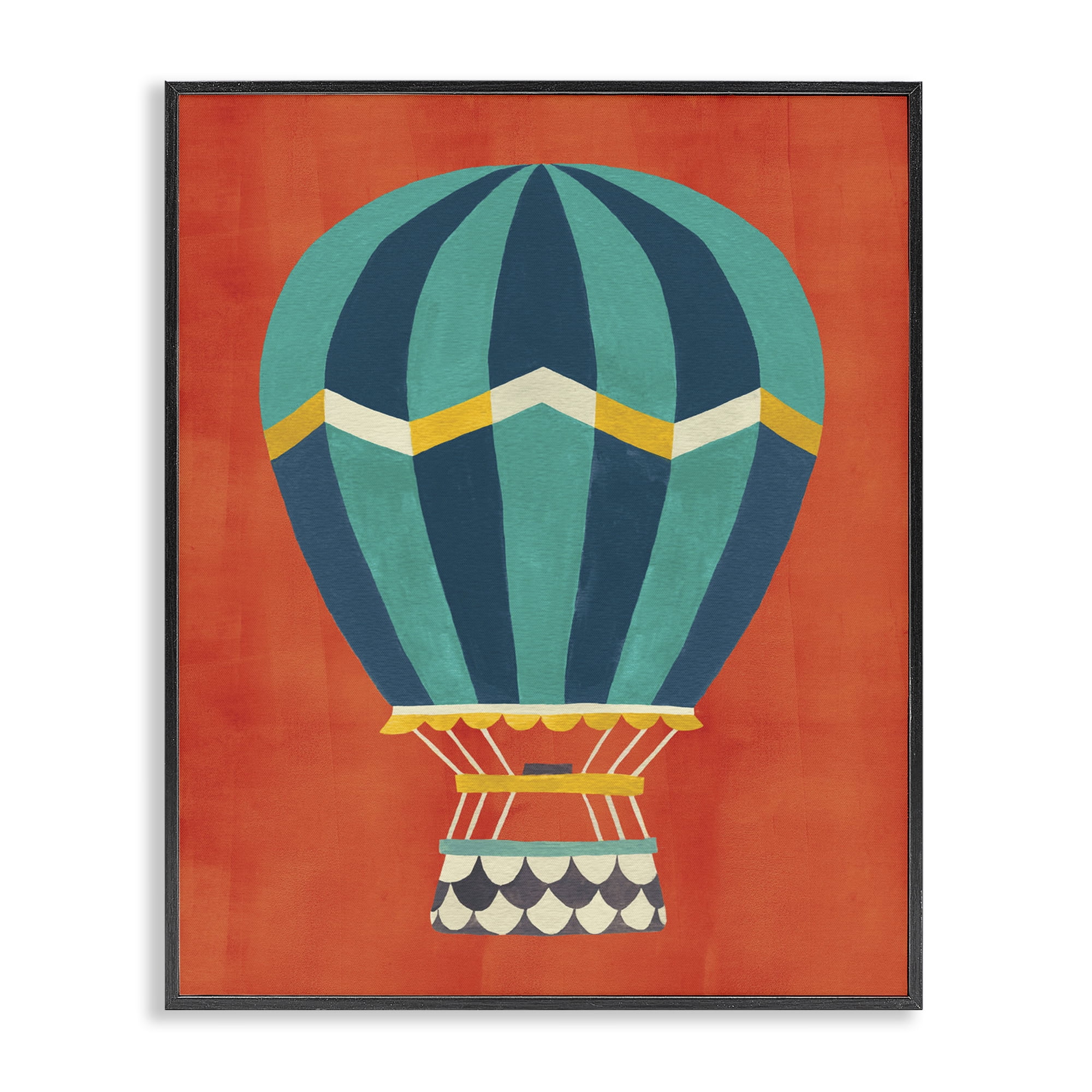 Stupell Industries Hot Air Balloon on Red Transportation Painting Black ...