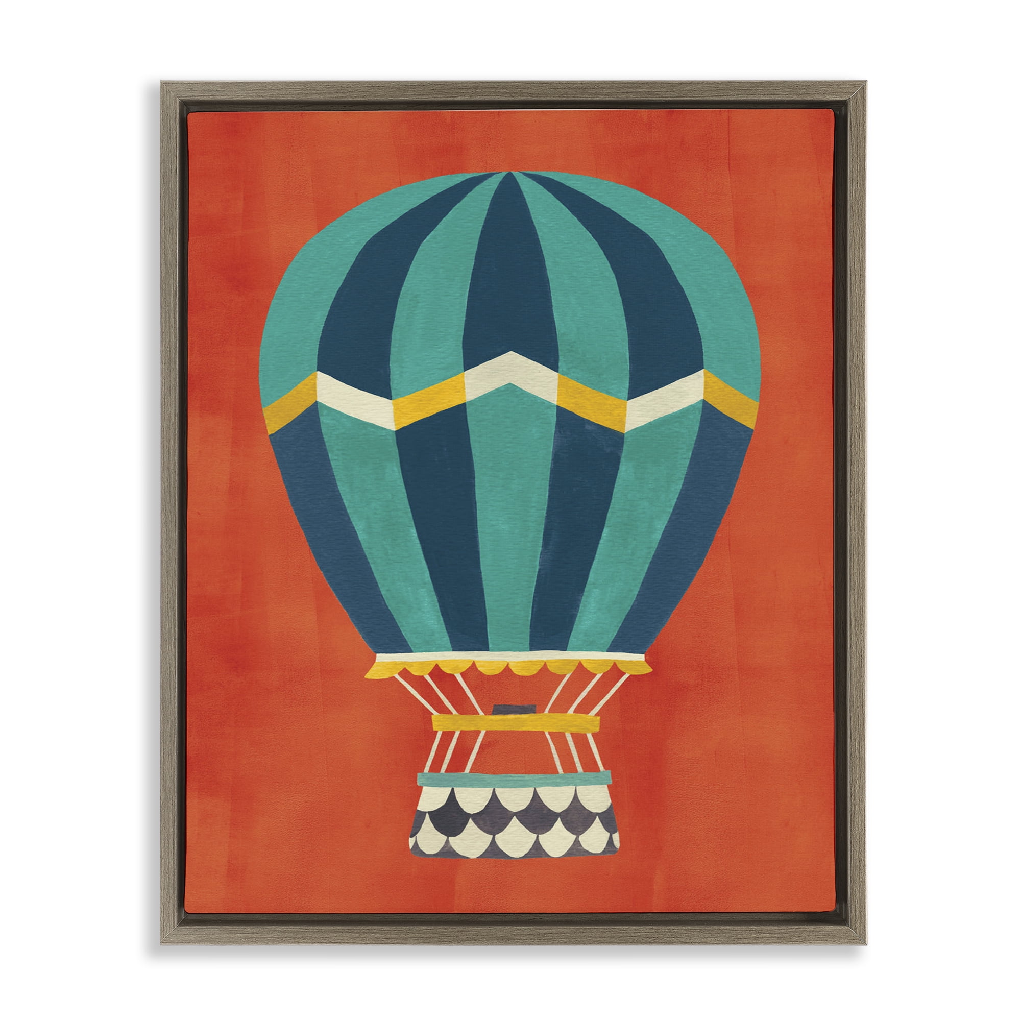 Stupell Industries Hot Air Balloon on Red Transportation Painting Brown ...