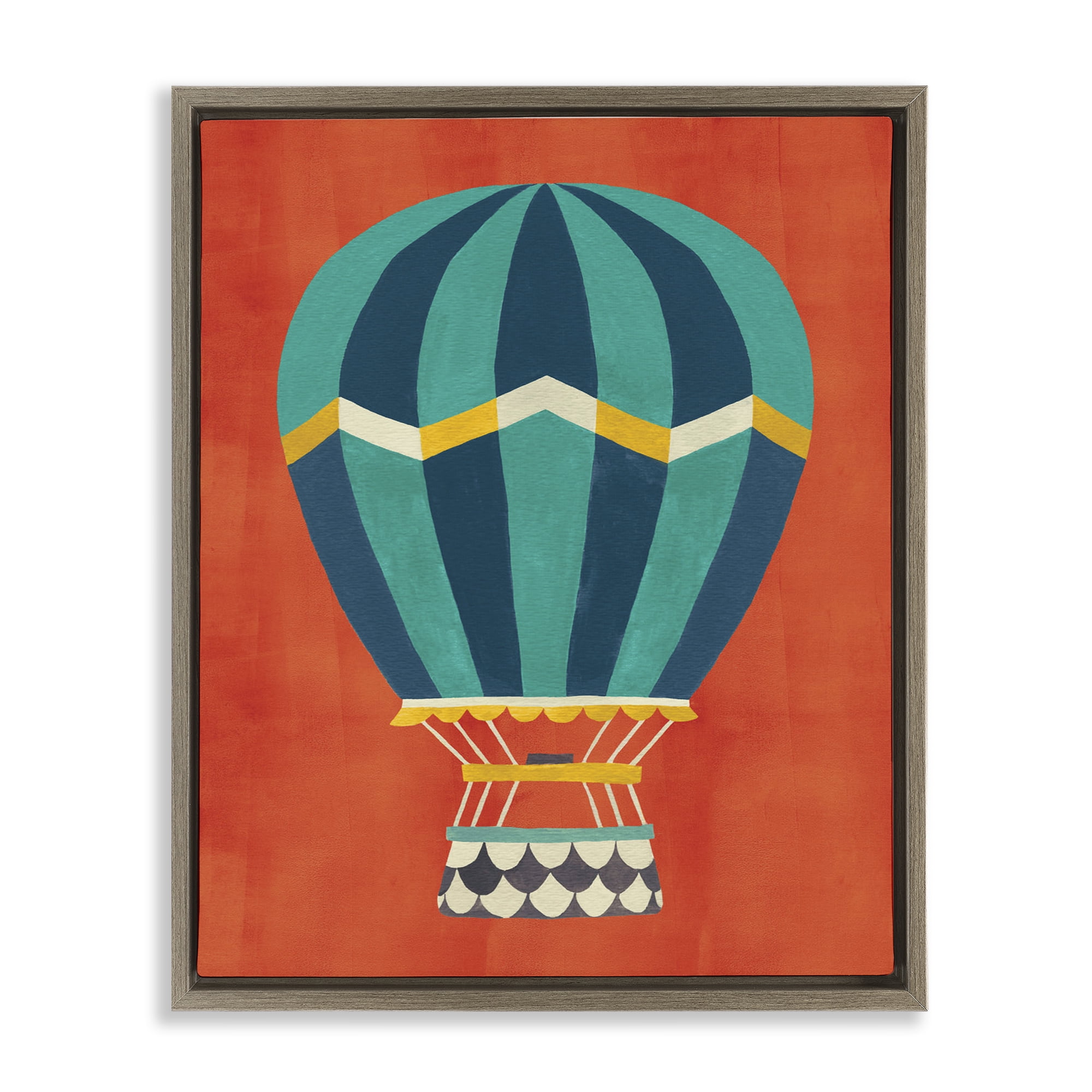 Stupell Industries Hot Air Balloon on Red Transportation Painting Brown ...