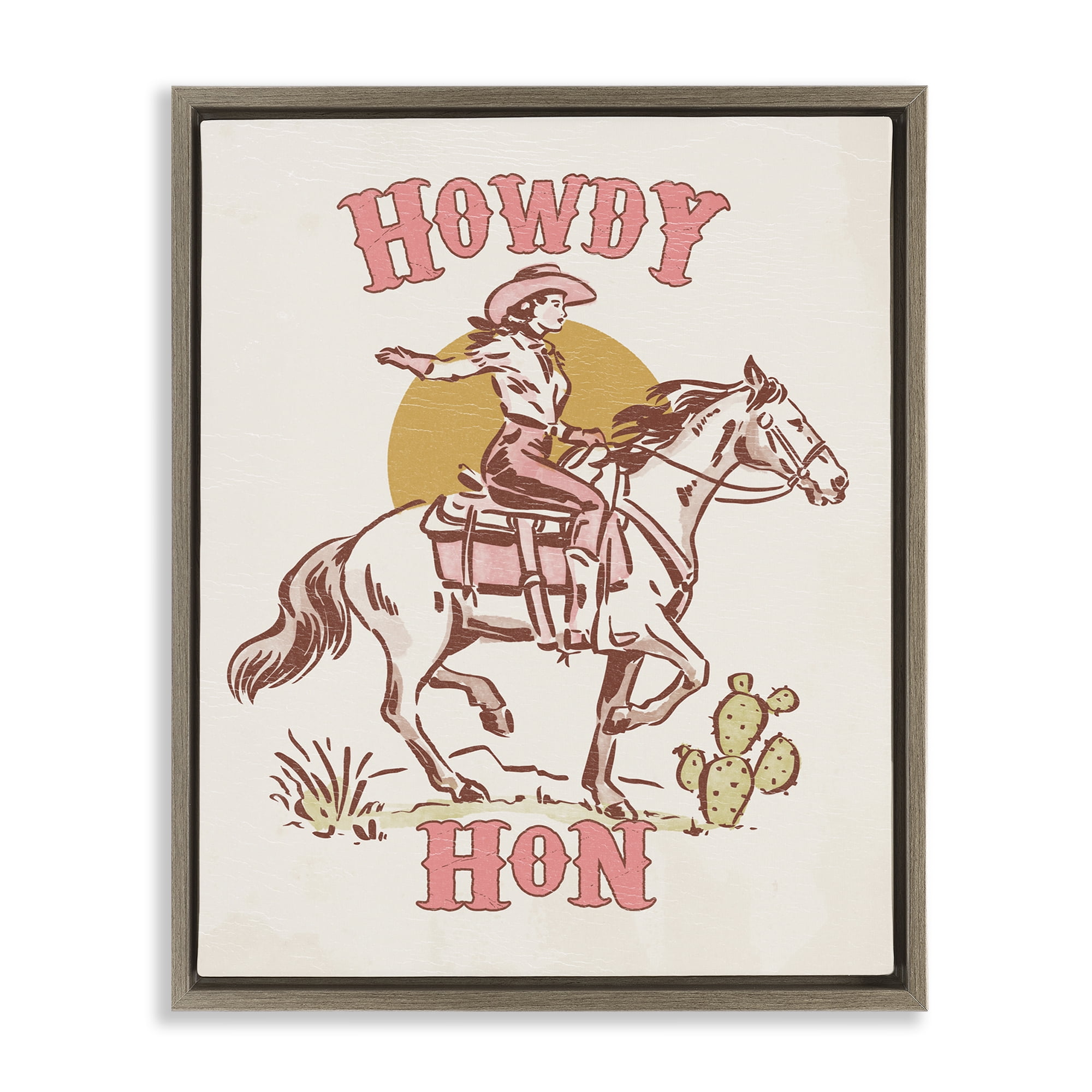 Stupell Industries Howdy Hon Cowgirl Entertainment Painting Brown ...
