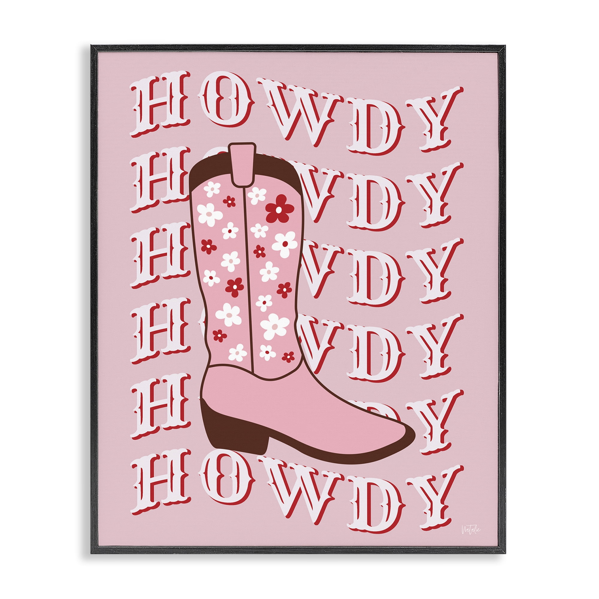 Stupell Industries Howdy Pastel Cowgirl Boot Fashion Painting Black ...