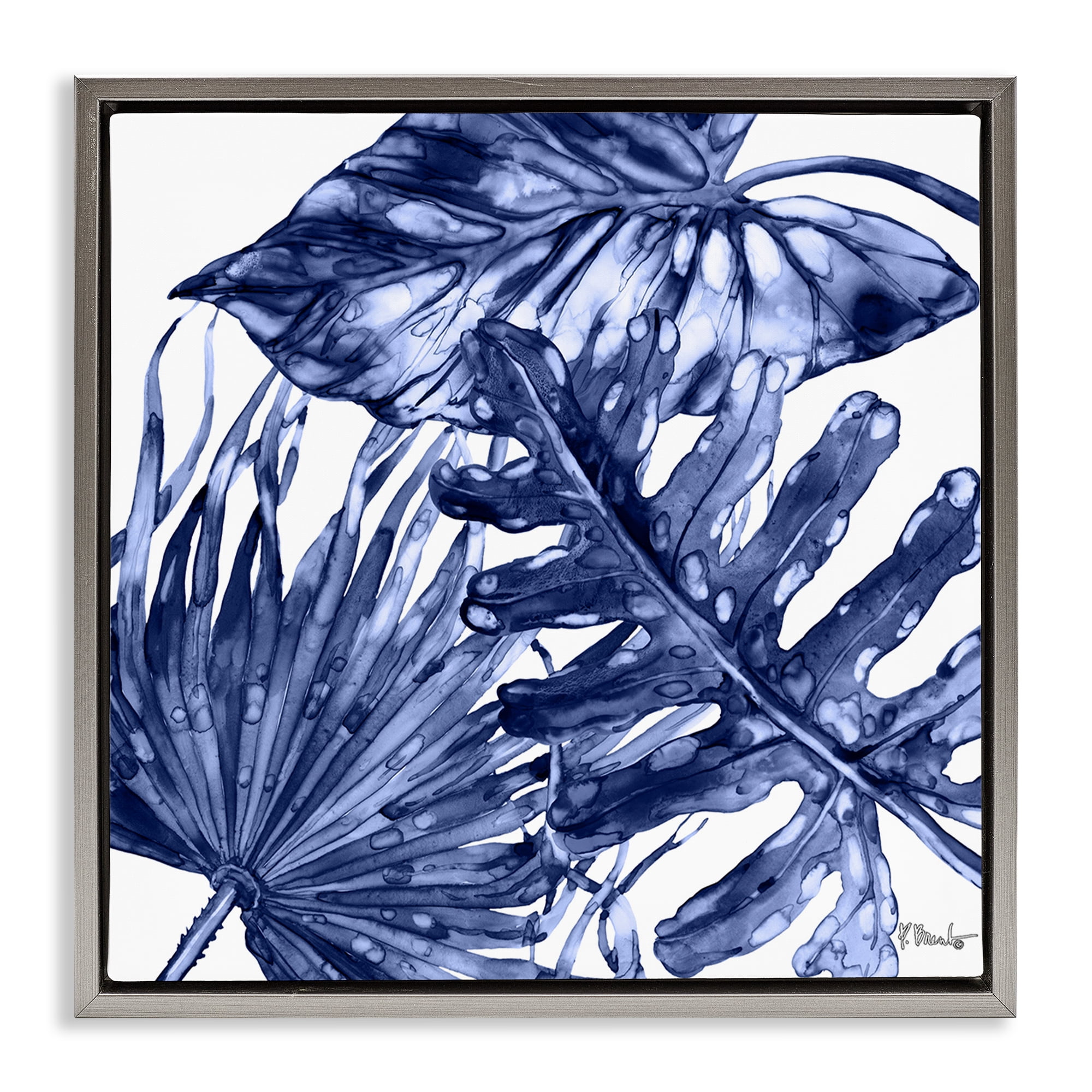 Stupell Industries Hued Palm Fronds Botanical & Floral Painting Gray ...